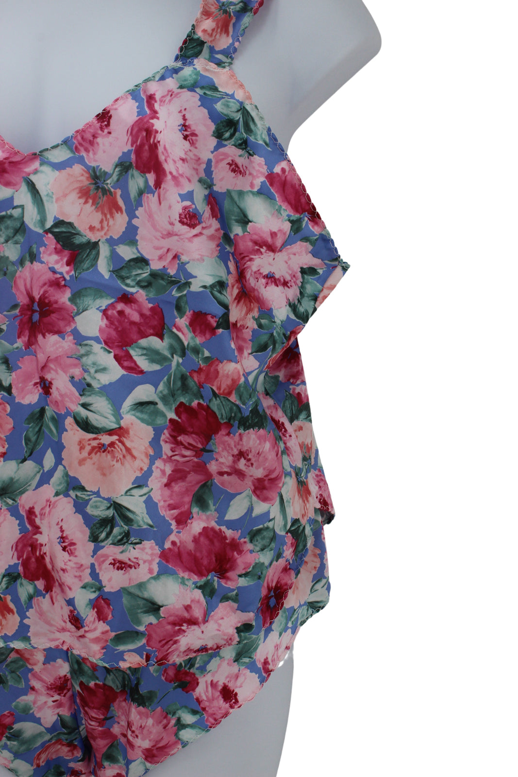 Vintage 80s/90s Pink Blue Floral Satin Cami Tap Shorts Sleep Set | Shop ...