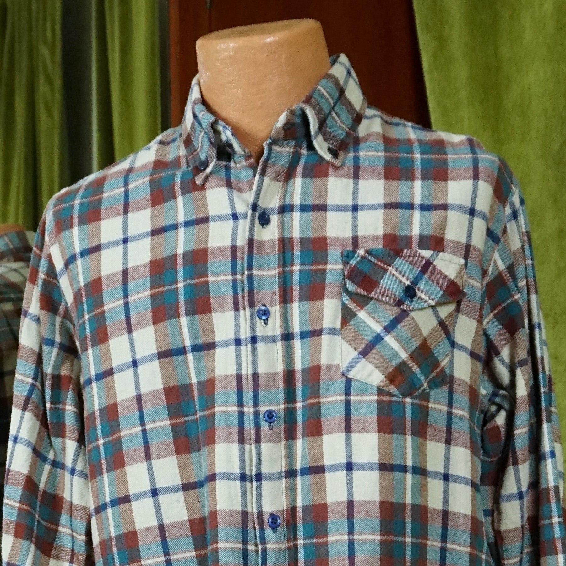 Vintage 80s Fall Colors Plaid Flannel Button Up By Andhurst | Shop ...