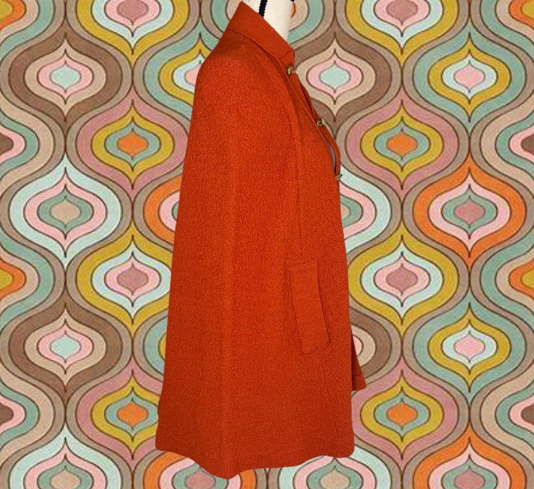 Vintage 60s Orange Gold Button Chain Cape By Wintuk | Shop THRILLING