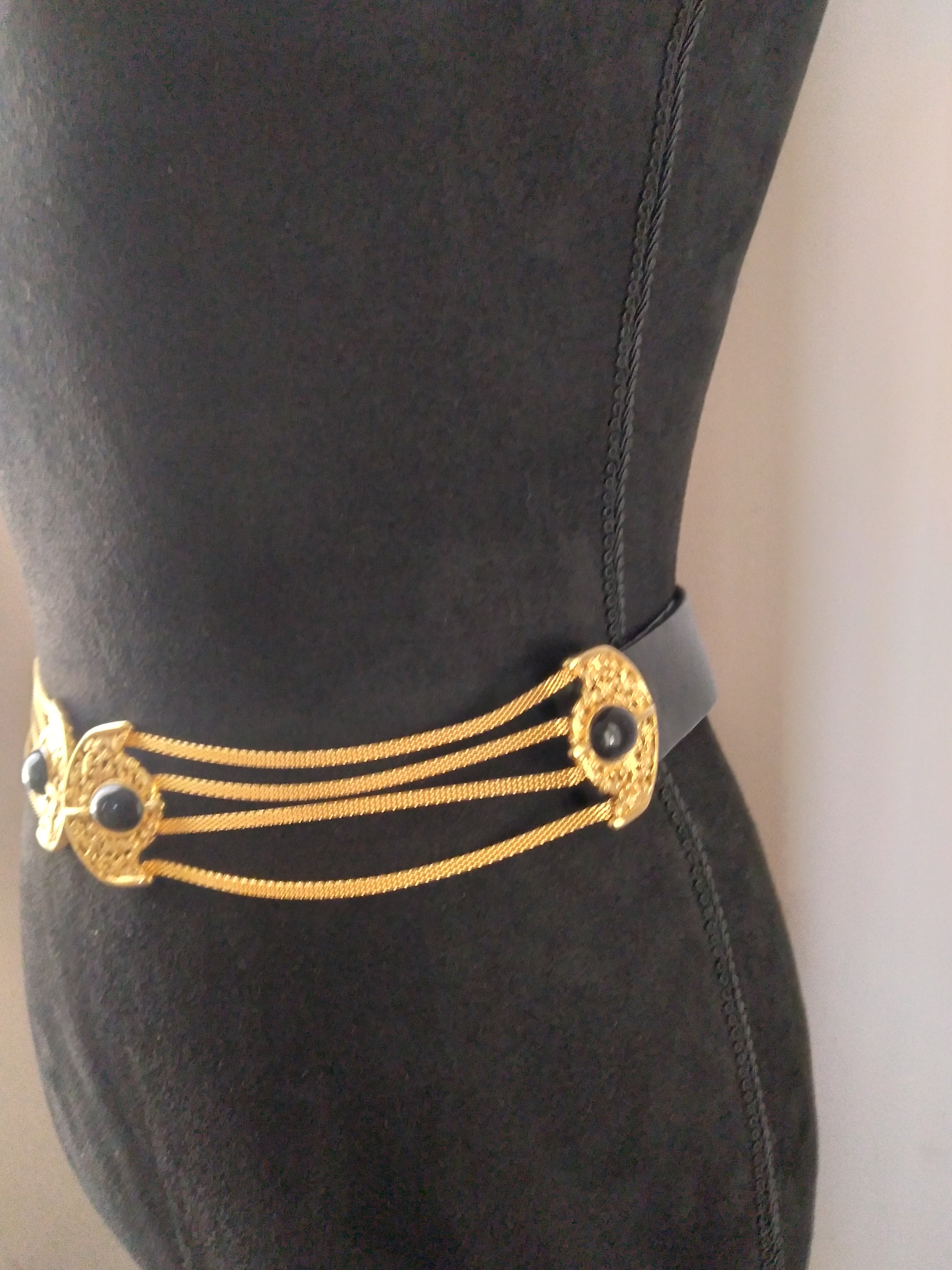 Vintage 80s Black And Gold Statement Belt By Calderon | Shop THRILLING