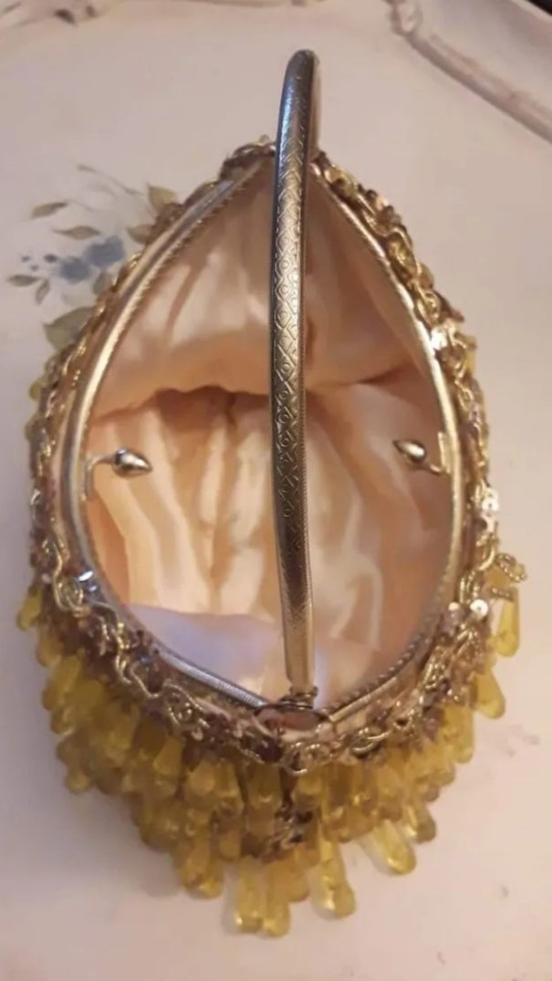 Vintage 60s/70s Tear Drop Crystal Dangles Shimmy Pink Satin Lining ...