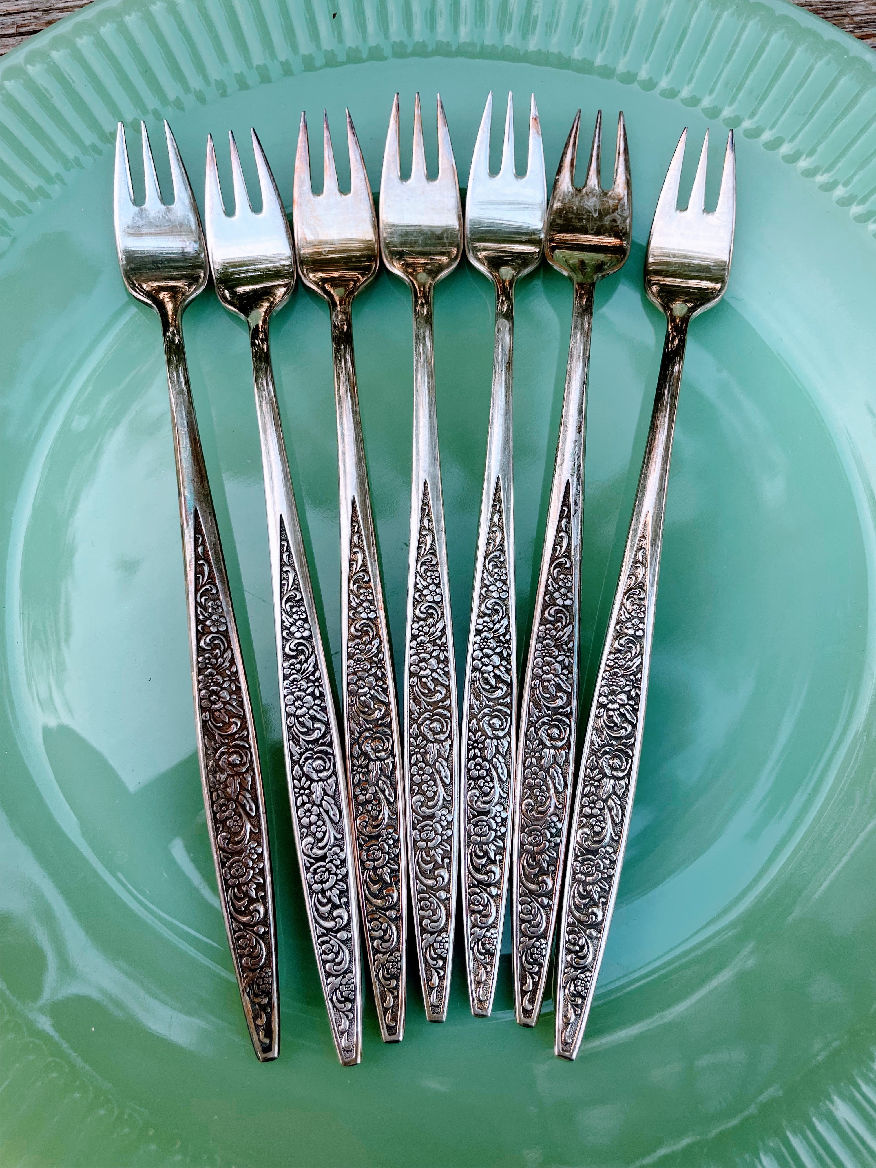 Vintage 50s 8 Community Silverplate Seafood Appetizer Forks By ...