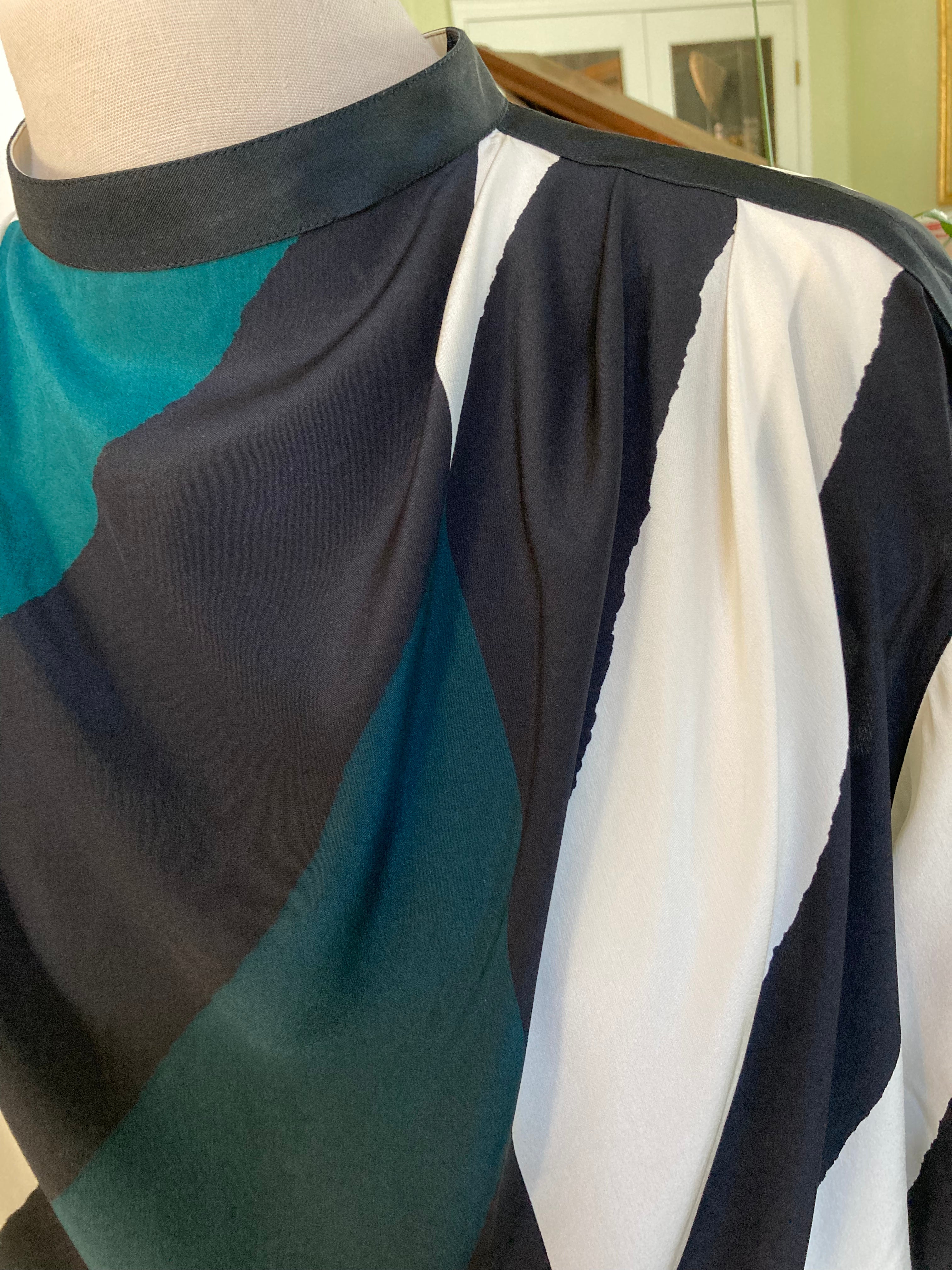 Vintage 80s Bold Colorblock Blouse By Genny | Shop THRILLING