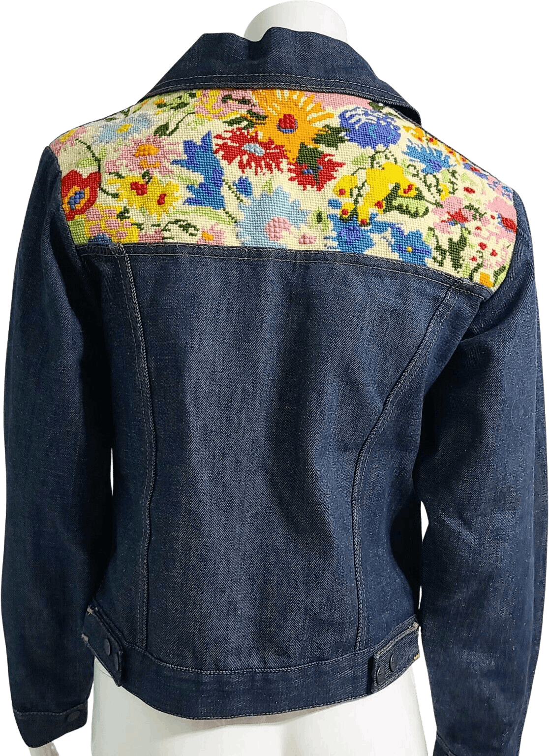 Vintage 60's Floral Embroidered Back Denim Jacket by Green Door Threads ...