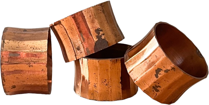 Vintage 70s/80s Primitive Faceted Copper Napkin Rings Set Of 4 | Shop ...