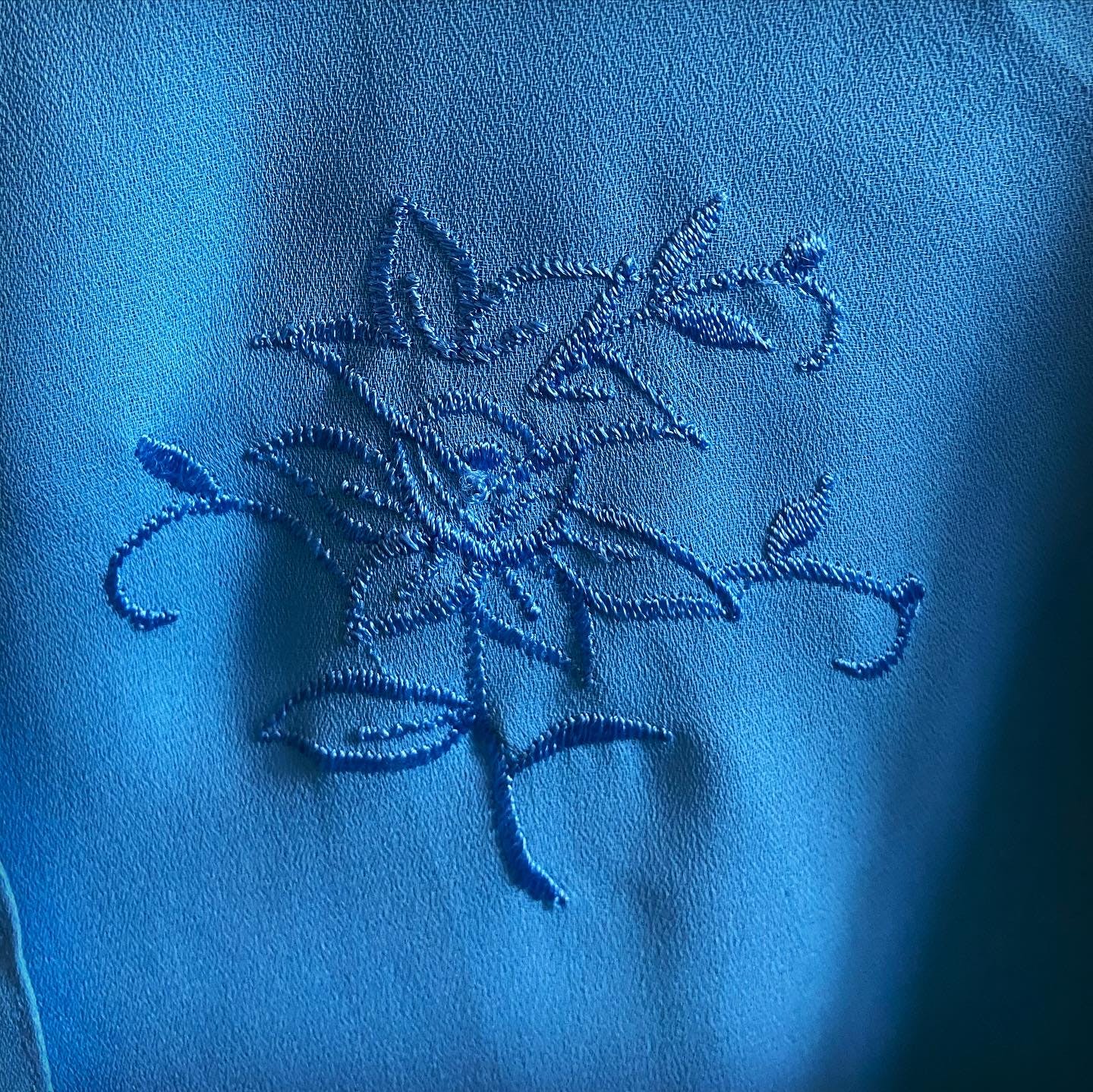 Vintage 60's Baby Blue Embroidered Button Up Blouse | Shop THRILLING