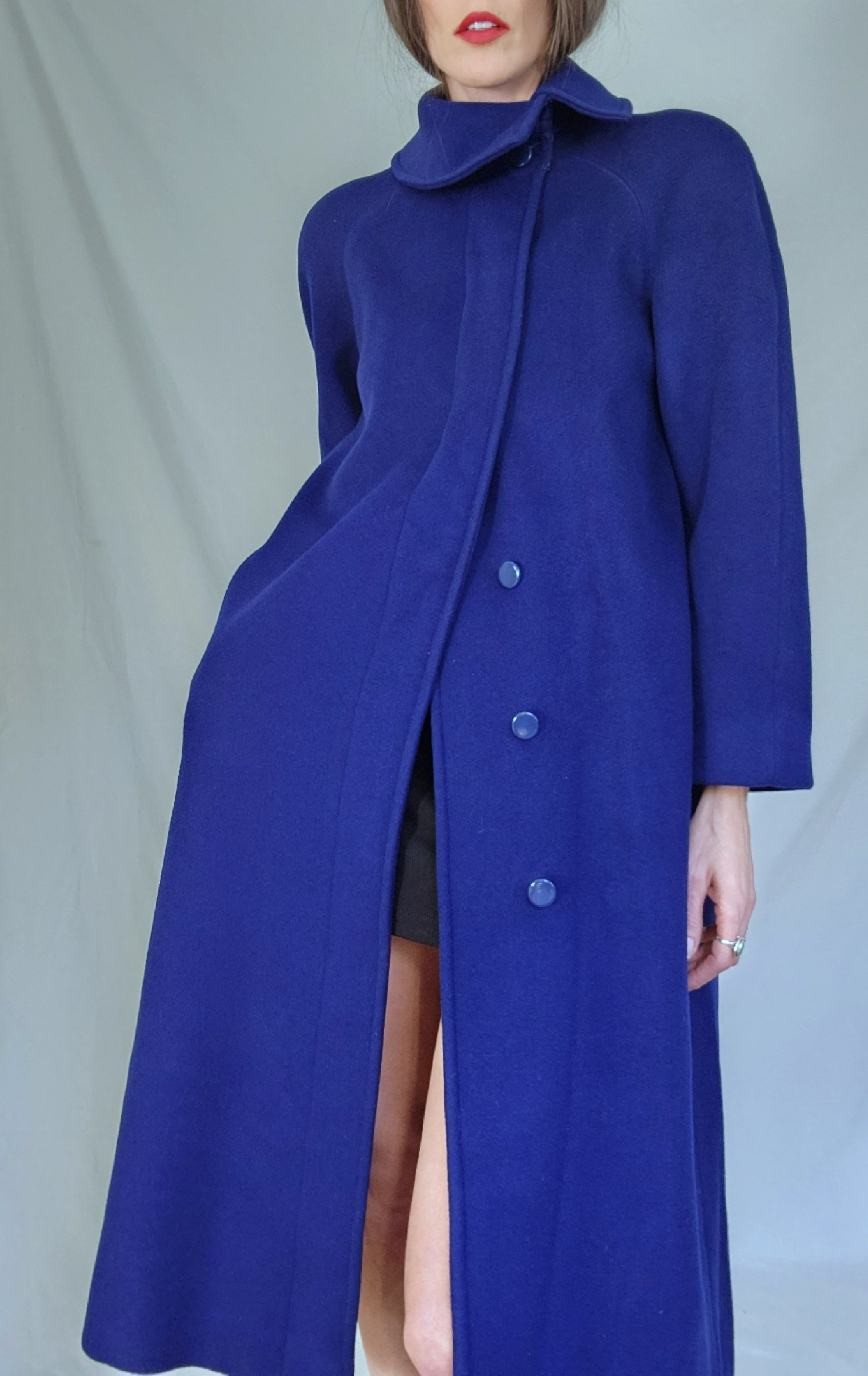 Vintage 80s Femme Avante Garde Long Royal Blue Wool Overcoat By Nipon ...