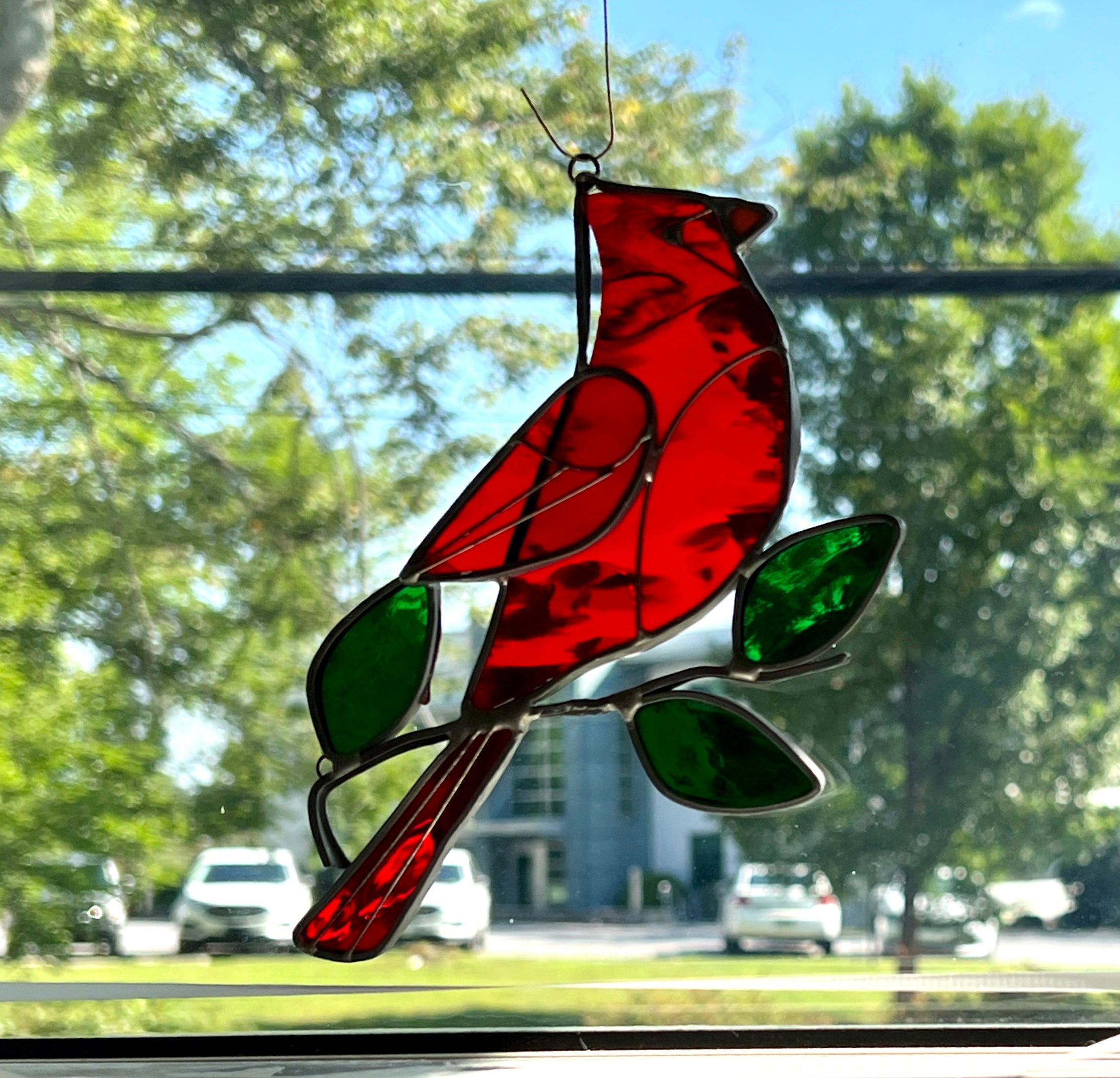 Vintage 70s Stained Glass Suncatcher Red Cardinal Window Decor | Shop ...
