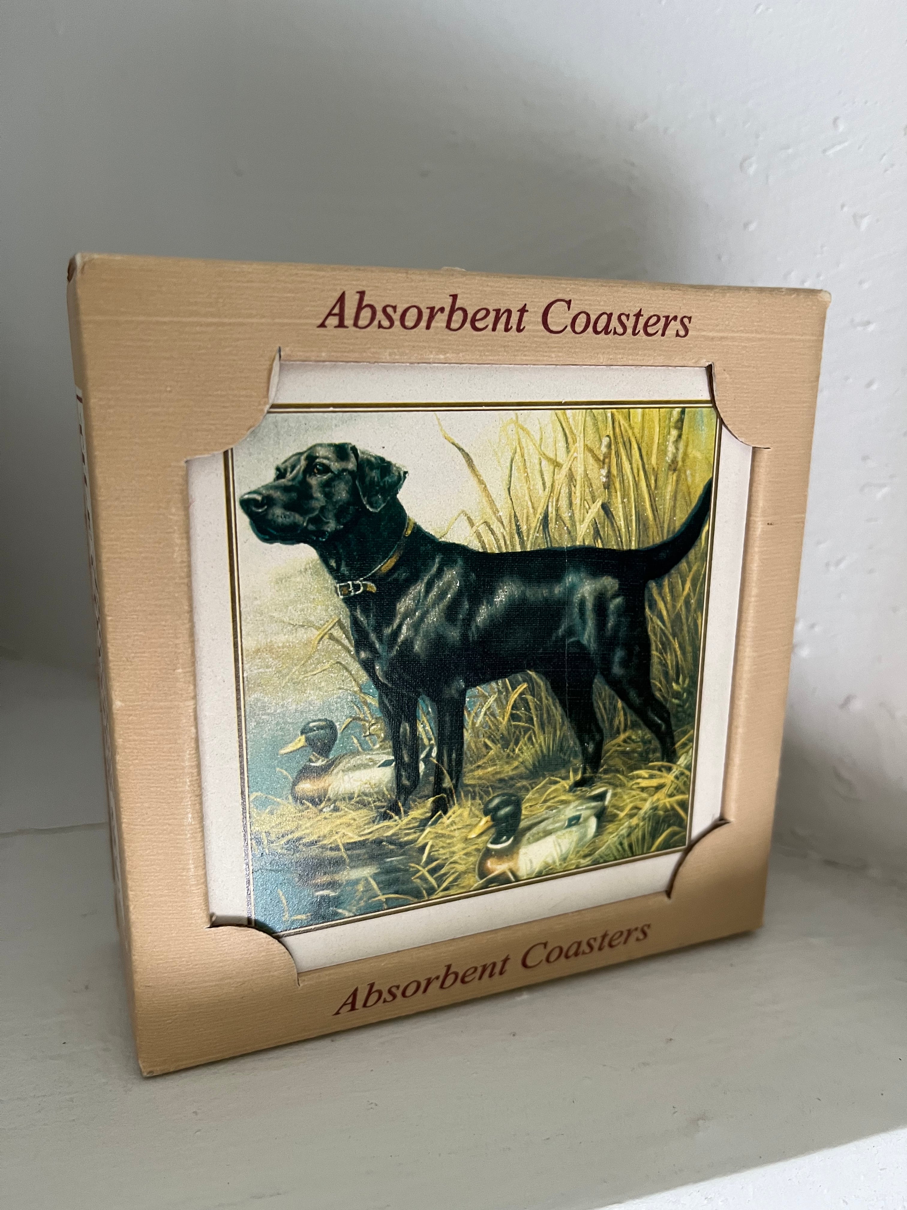 Vintage 80s/90s Black Labrador Set Of 4 Coasters In Box | Shop THRILLING