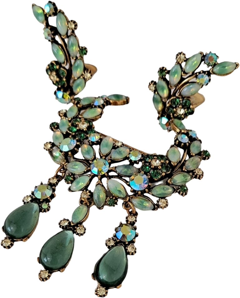 Vintage 70s Opal Glass Demo Parure Dangling Brooch Earring Set By ...