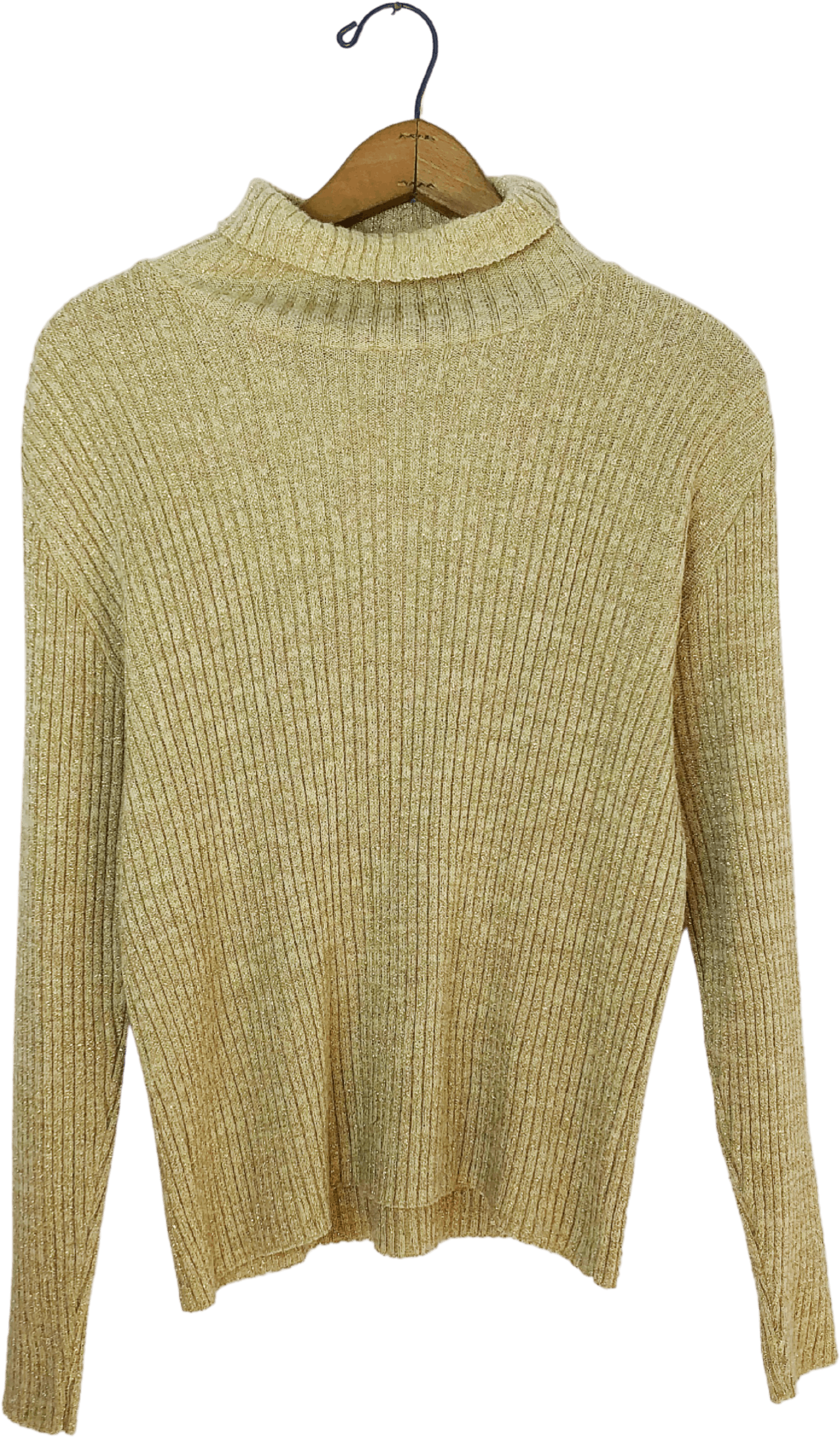 Vintage 80’s Gold Metallic Sparkly Ribbed Chunky Turtleneck Sweater by ...