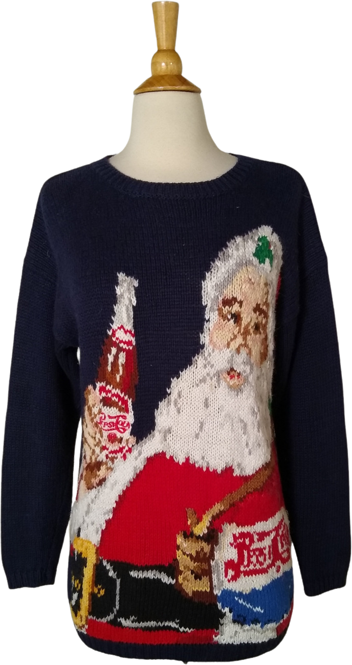 80s Vintage Novelty Print Iconic Pepsi Santa Sweater By Eagles Eye ...