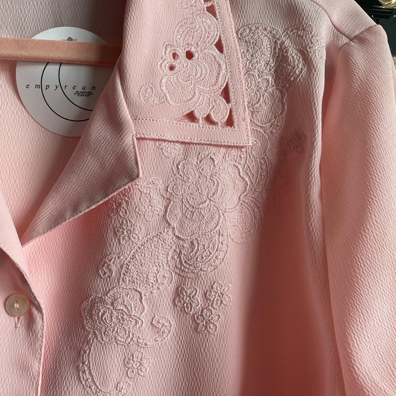 Vintage 80s/90s Pink Floral Embroidered Cottagecore Blouse | Shop THRILLING