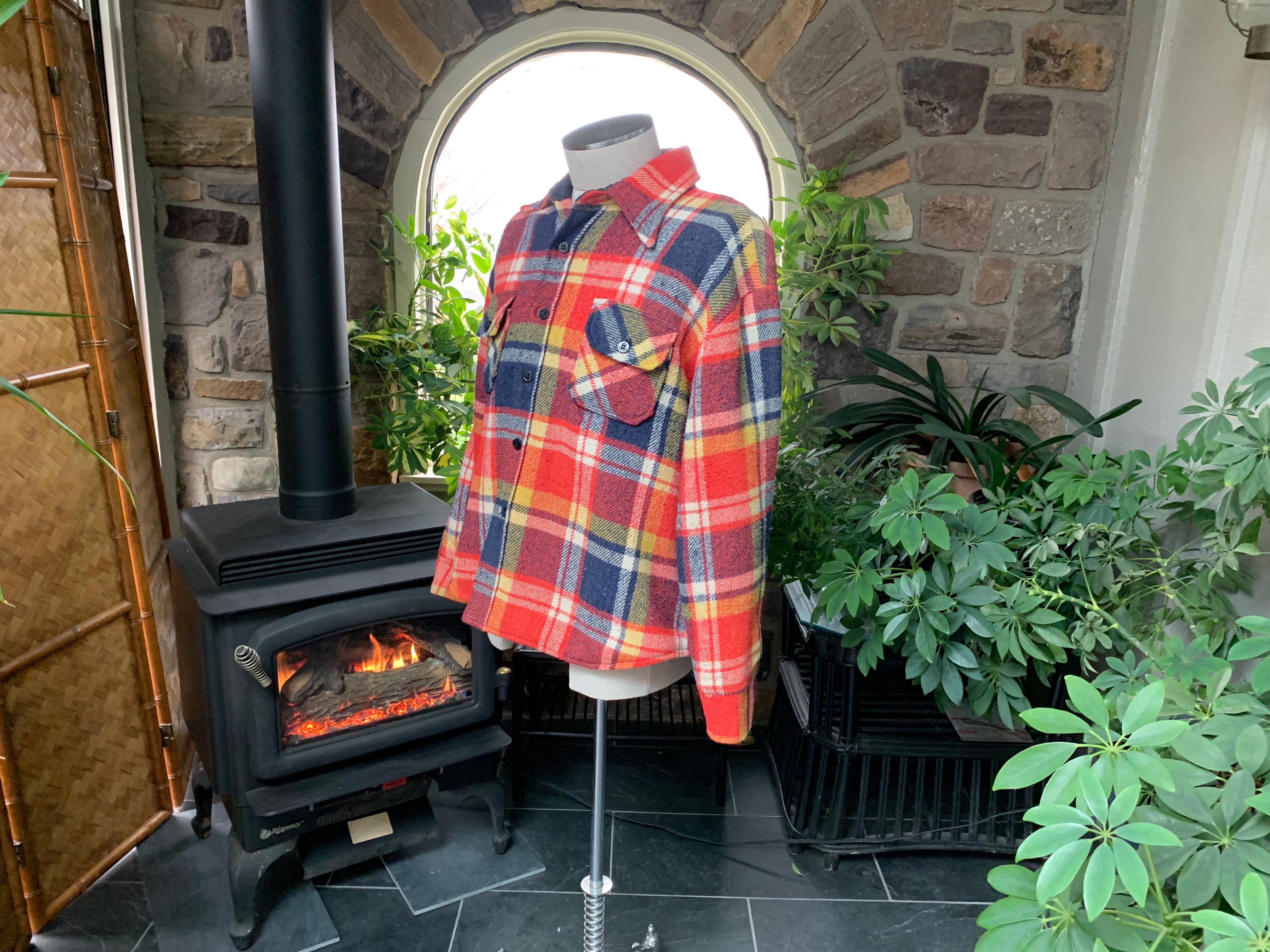 Vintage 70s Mens Red Blue Yellow Plaid Wool Blend Cpo Jacket By Cpo ...