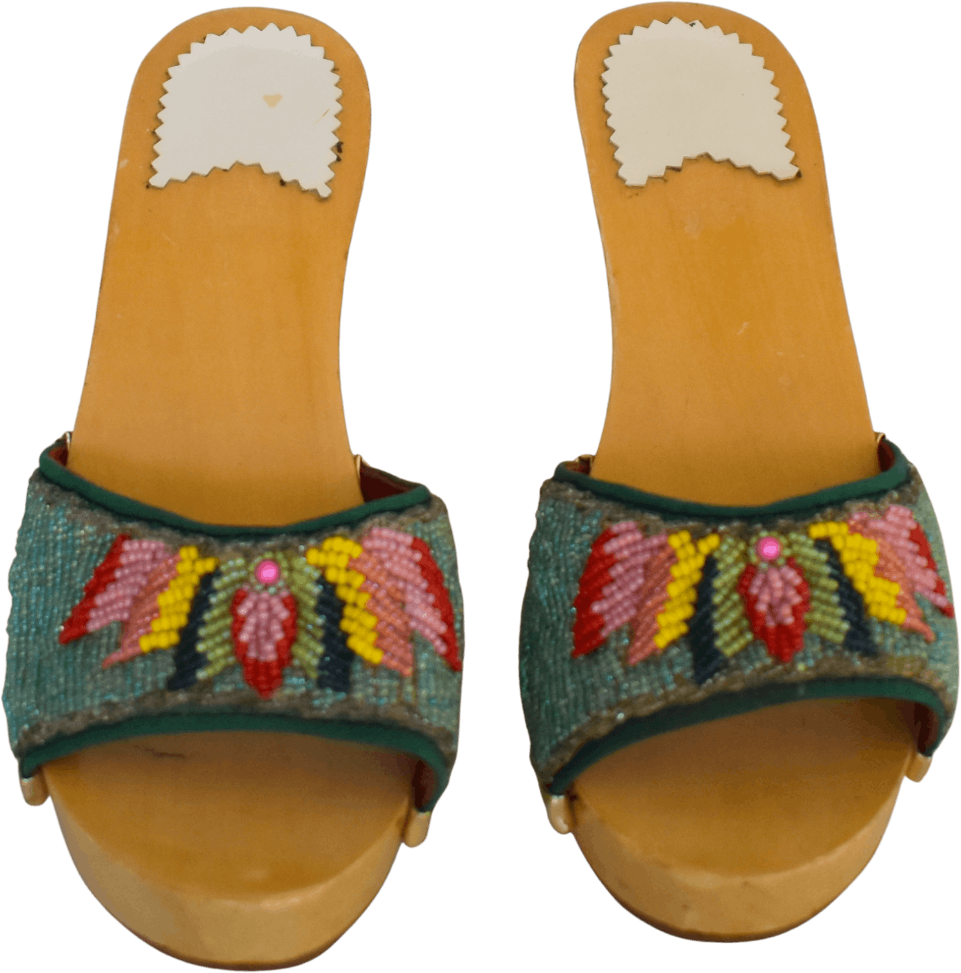 Vintage 80's Hand Beaded High Heels with Palm Trees Carved Tiki Shoes ...