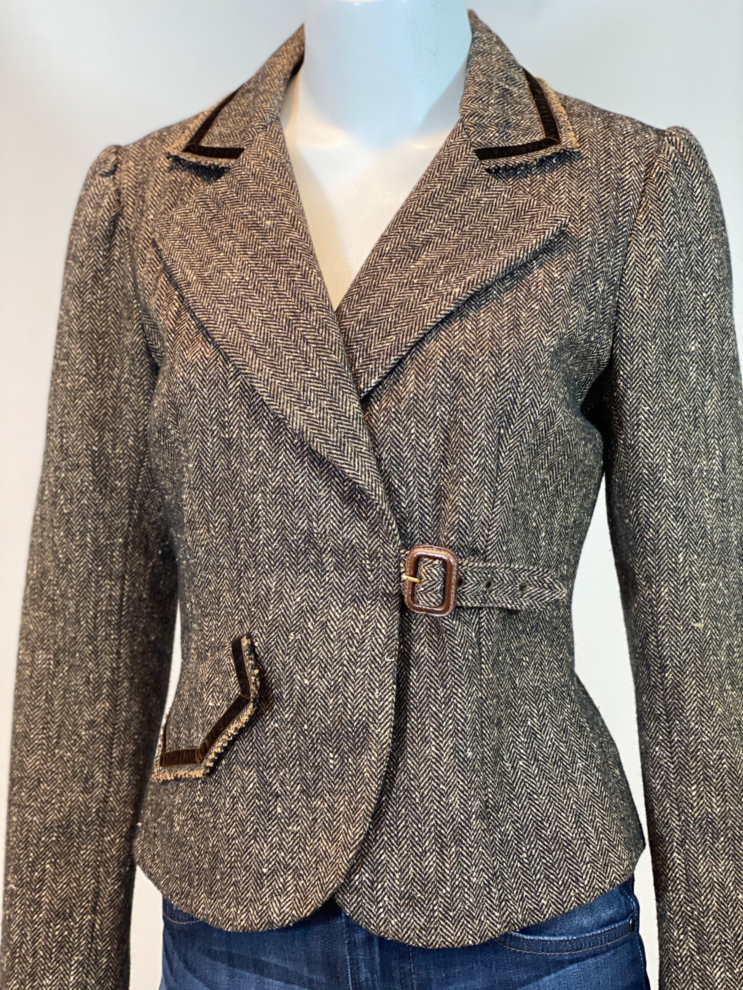 Vintage Velvet Trimmed Buckle Blazer by Liakes | Shop THRILLING