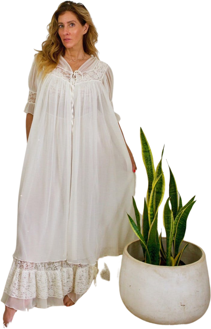 Vintage 50's Ivory Lace and Ruffle Nightgown Set by Lady Duff | Shop ...