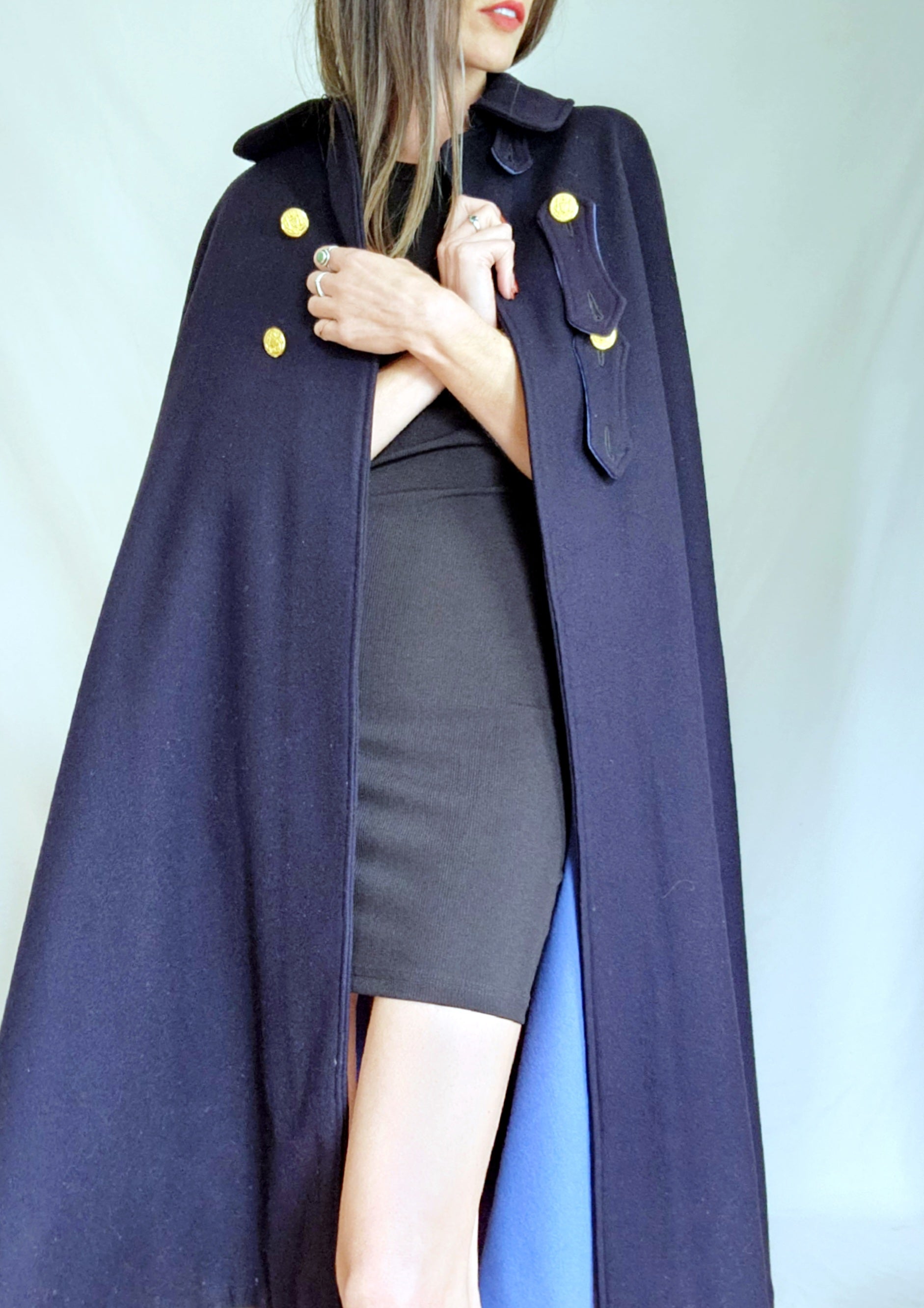 Vintage 30s/40s Wwii Era Long Navy Blue Wool Nurse Uniform Cape By Cd ...
