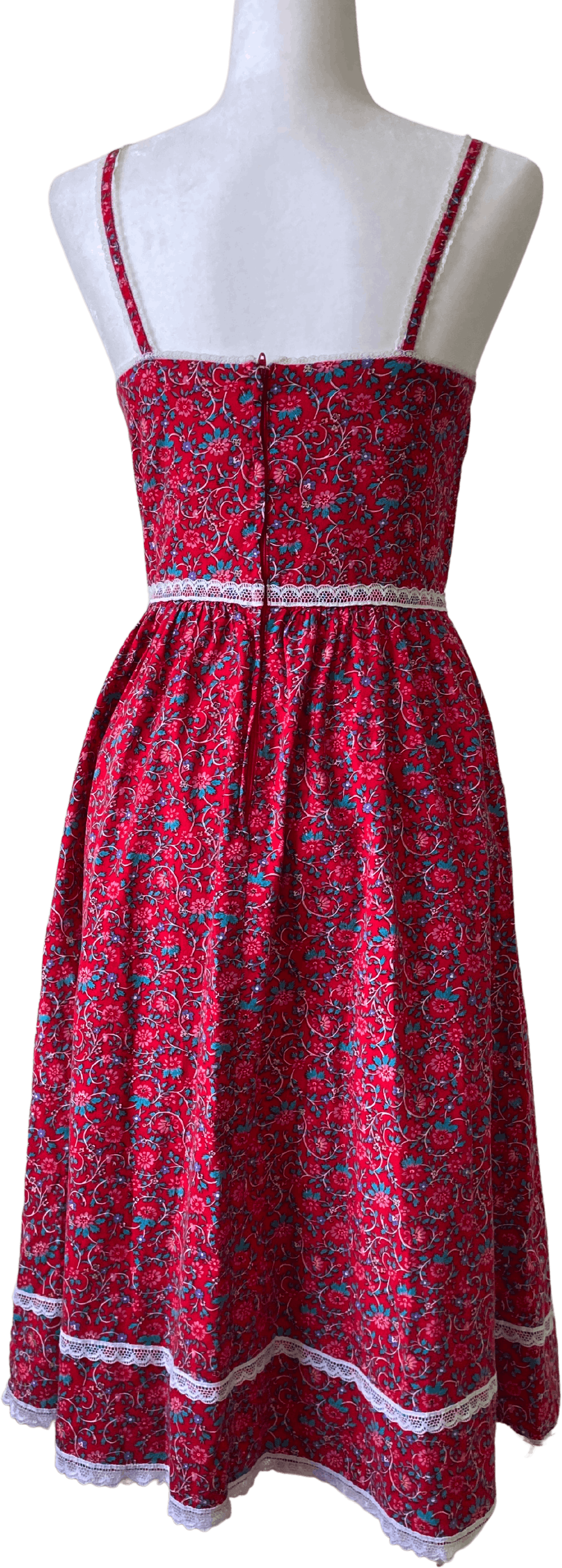 Vintage 70's Calico Cotton Prairie Sun Dress with Lace Trim by Candi ...