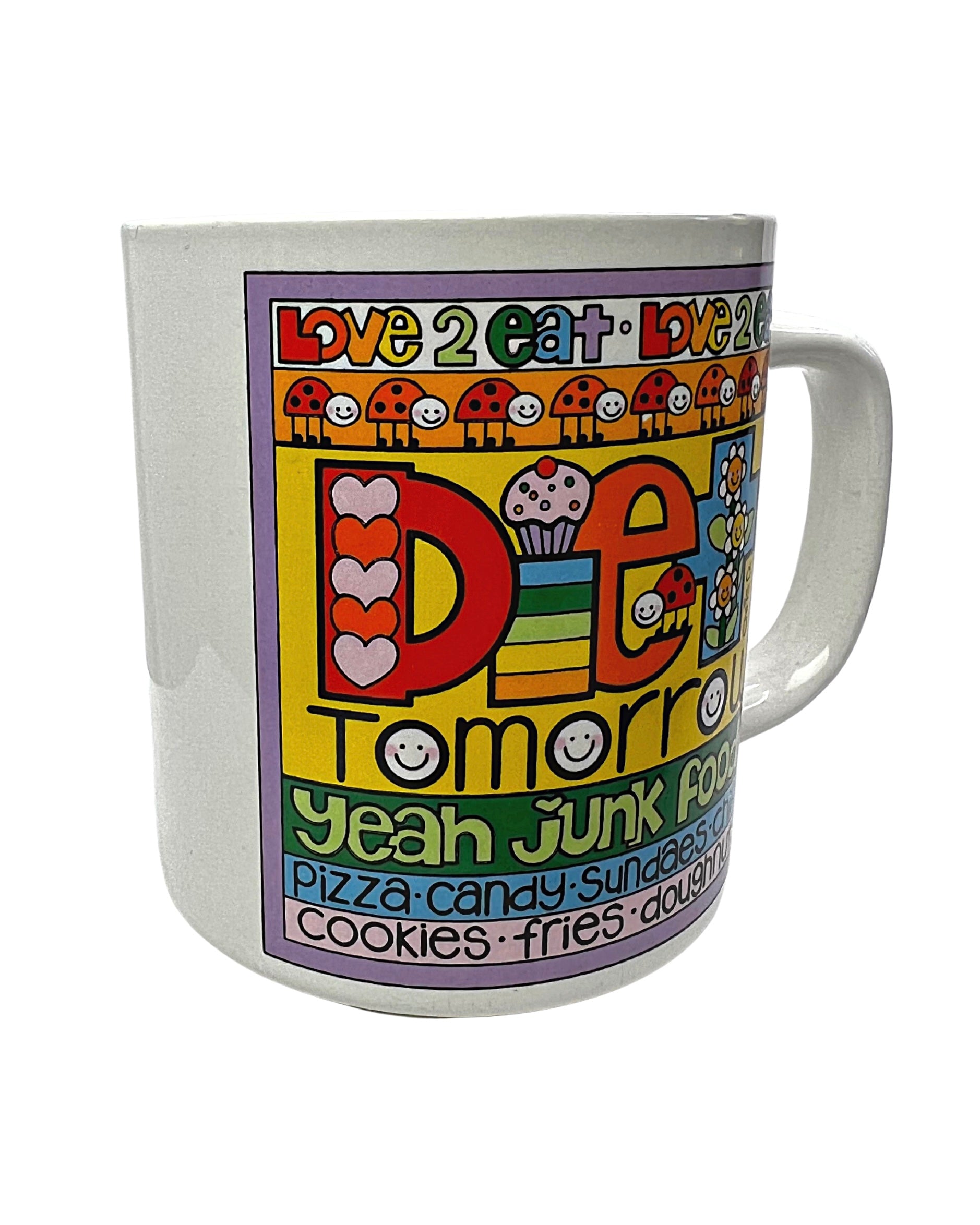 Vintage 80s 1984 Love 2 Eat! Diet Tomorrow Coffee Mug By Love N Stuff ...