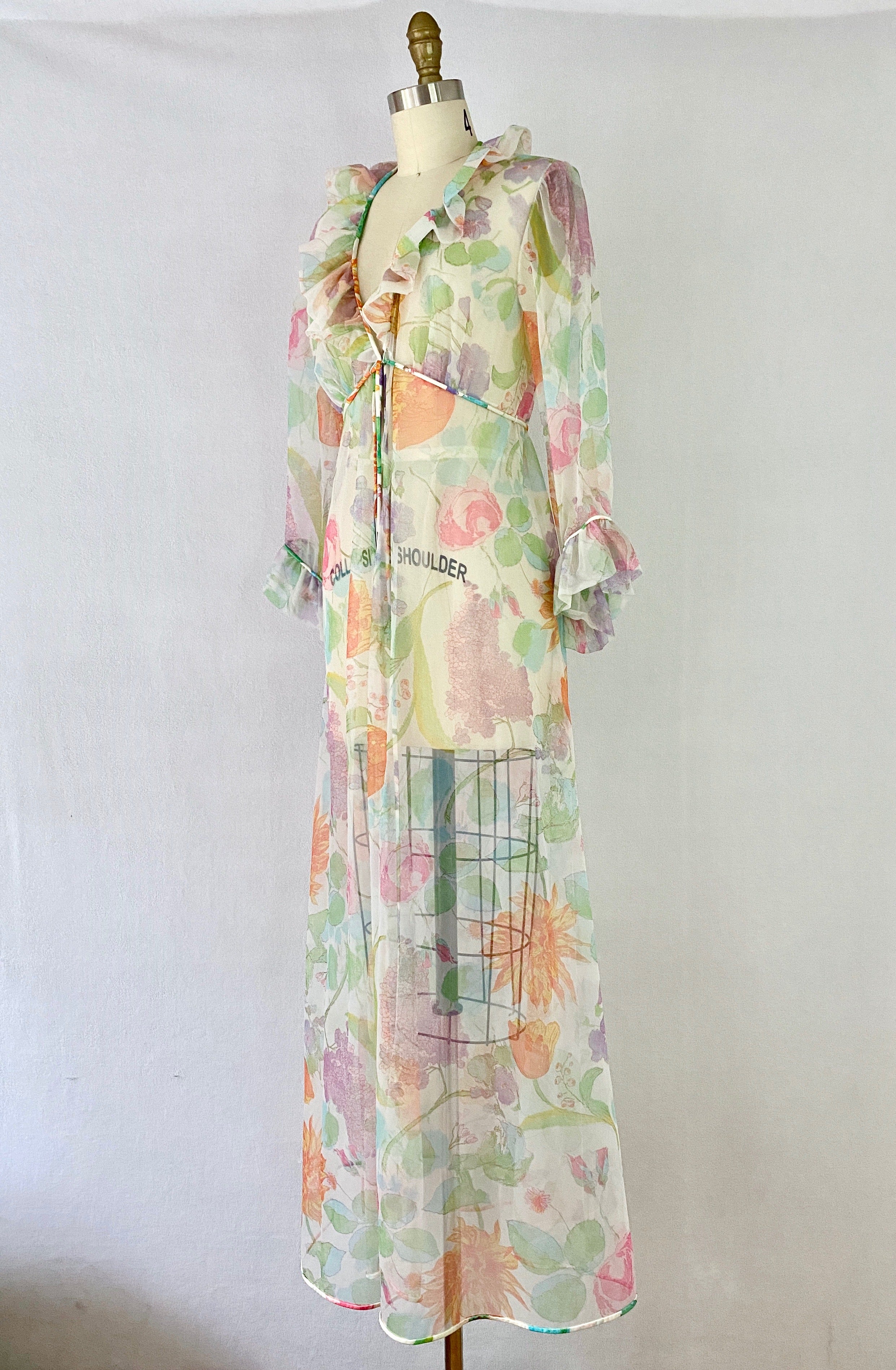 Vintage 60s Sheer Floral Nightgown / Robe By Vanity Fair | Shop THRILLING