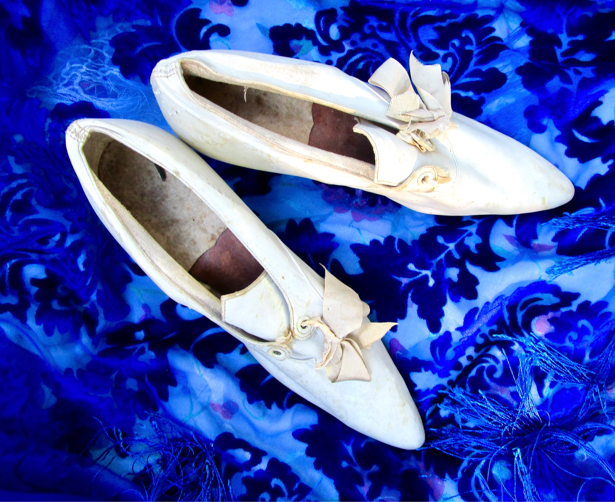 Vintage Edwardian/Victorian Antique Kidskin Wedding Slippers With Louis ...