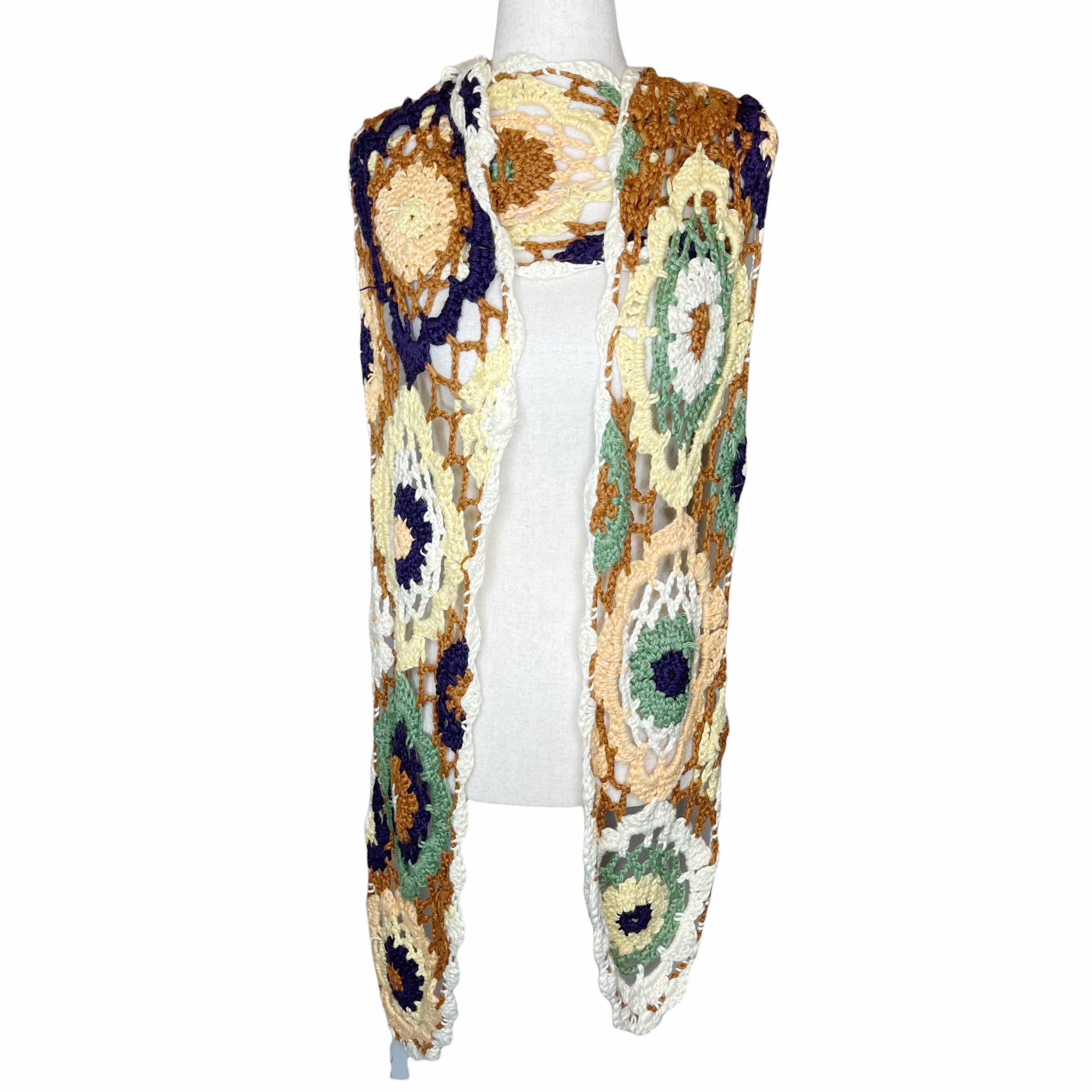 Vintage 70s Hand Knit Crochet Scarf | Shop THRILLING