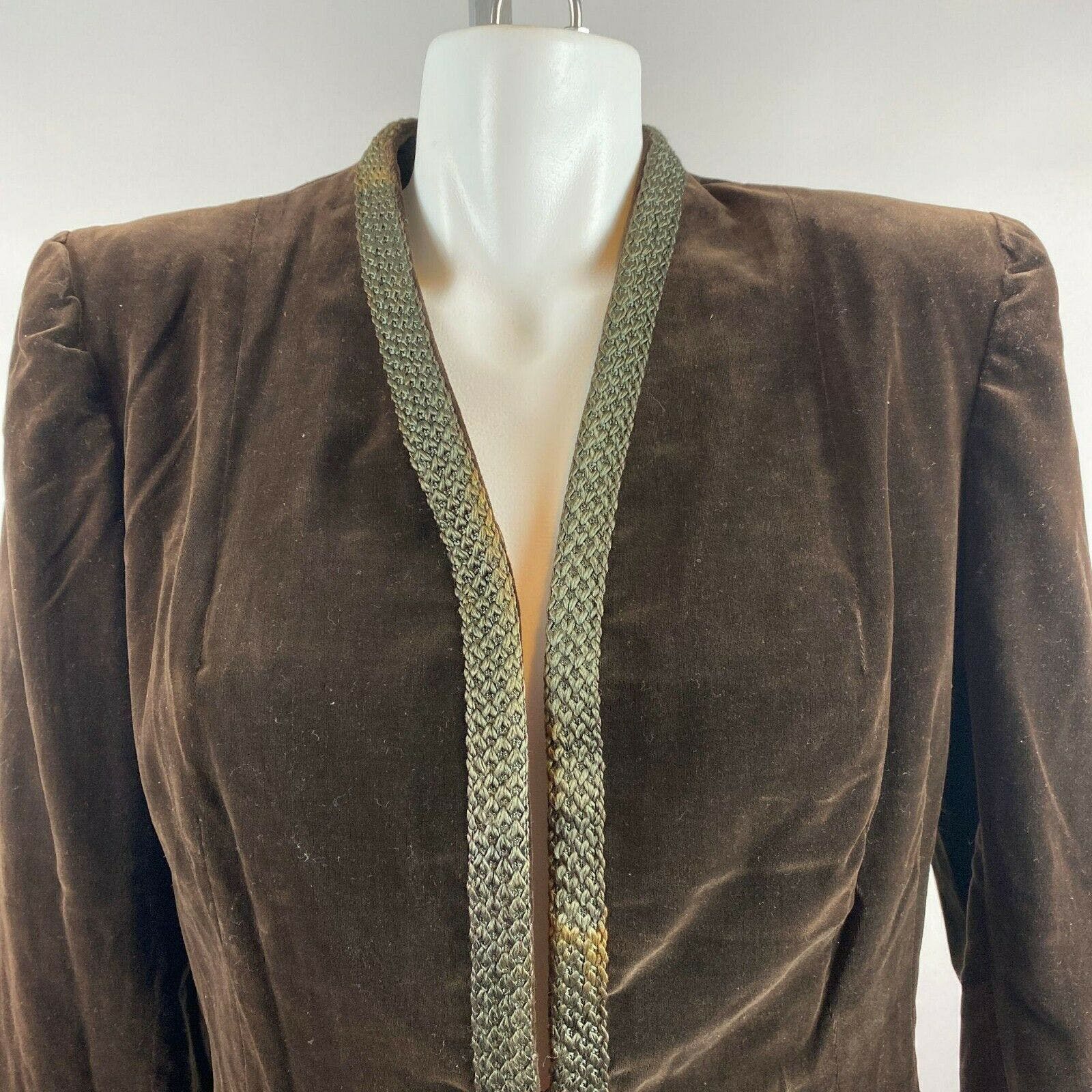 Vintage 50's Brown Velvet Blazer Structured with Braided Trim | Shop ...
