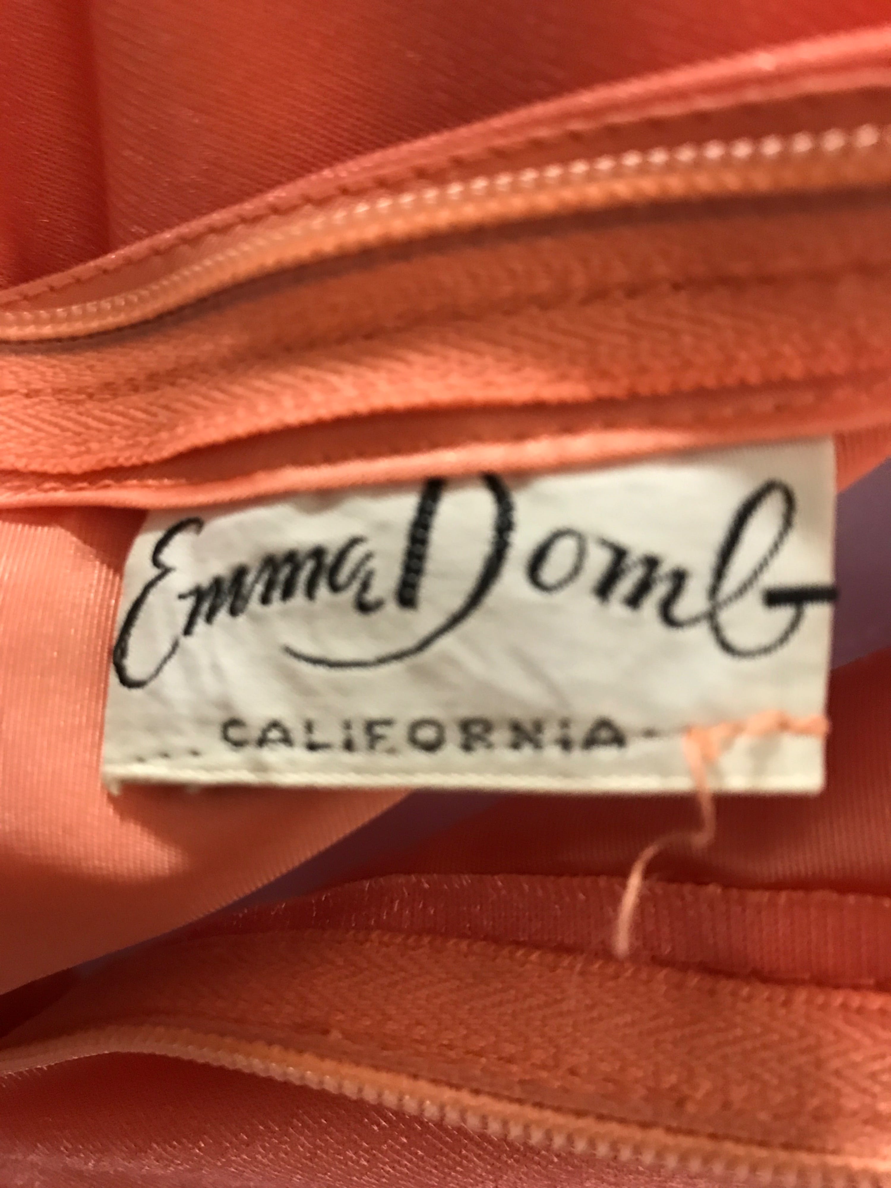 Vintage 60’s Peach Beaded Trim Bow Sleeve Evening Gown by Emma Domb ...