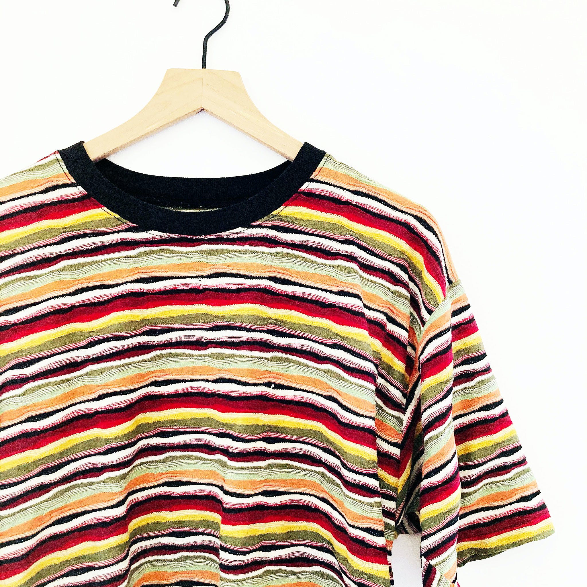 Vintage 90's Multicolor Striped T-Shirt | Shop THRILLING