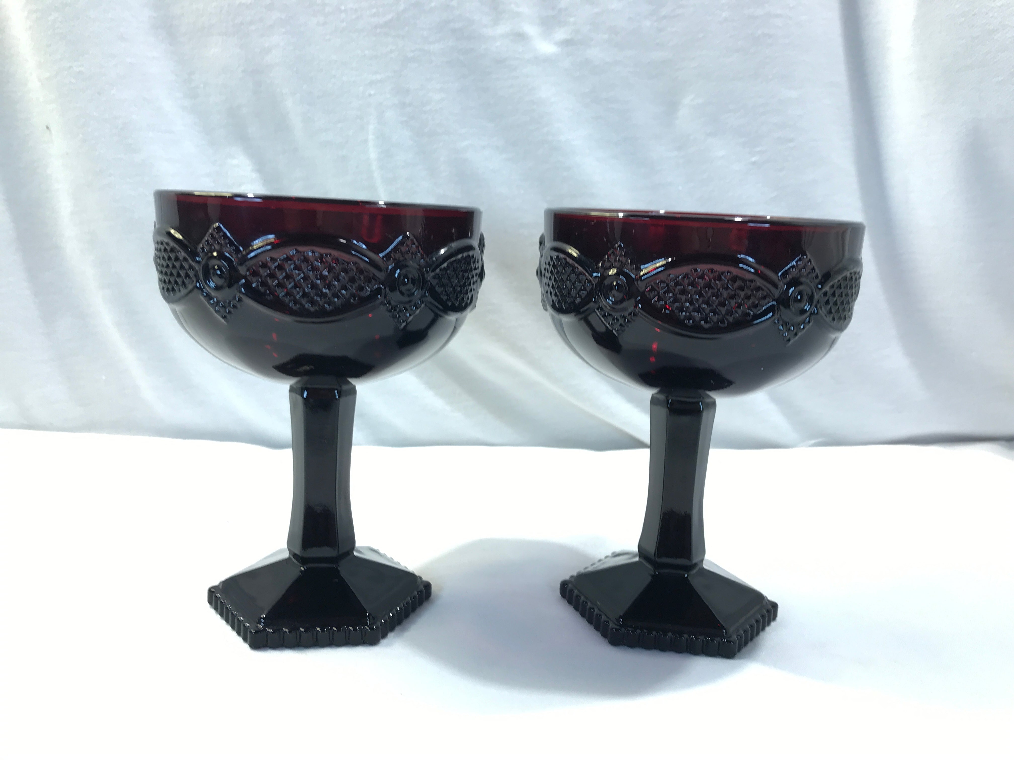 Vintage 70s Cape Cod Ruby Red Goblet Set By Avon | Shop THRILLING