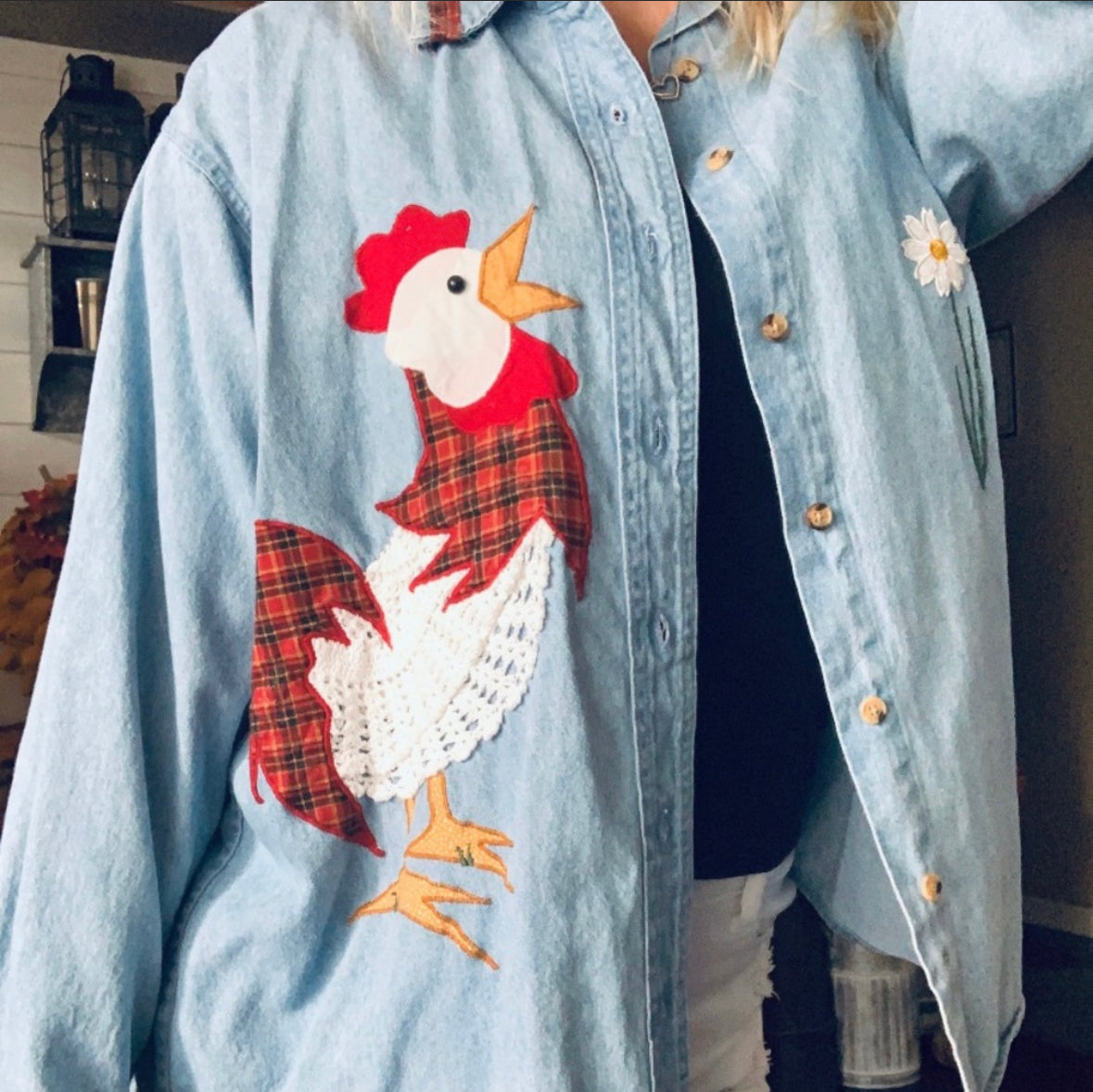 Vintage 90s/00s Handmade Primitive Crochet Chicken Button Up Top By ...