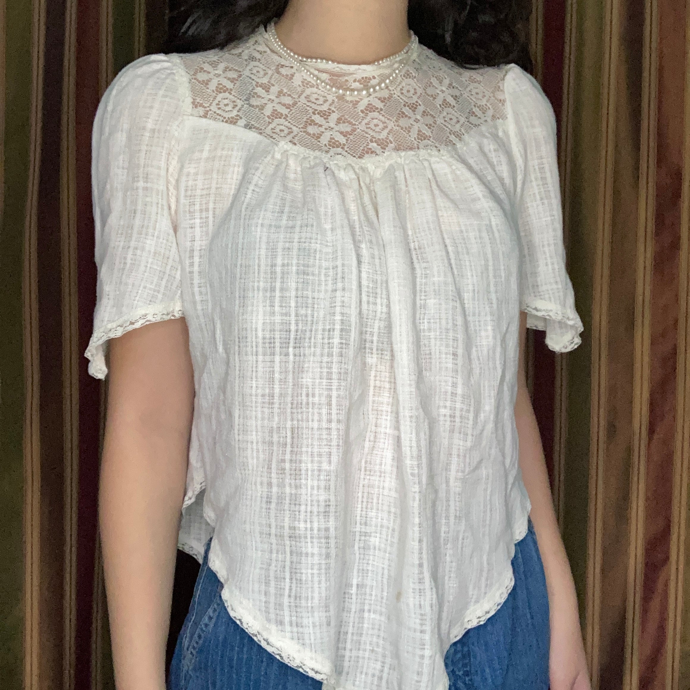 Vintage 60s/70s Gauzy Floral Crochet Lace Prairie Style Top | Shop ...