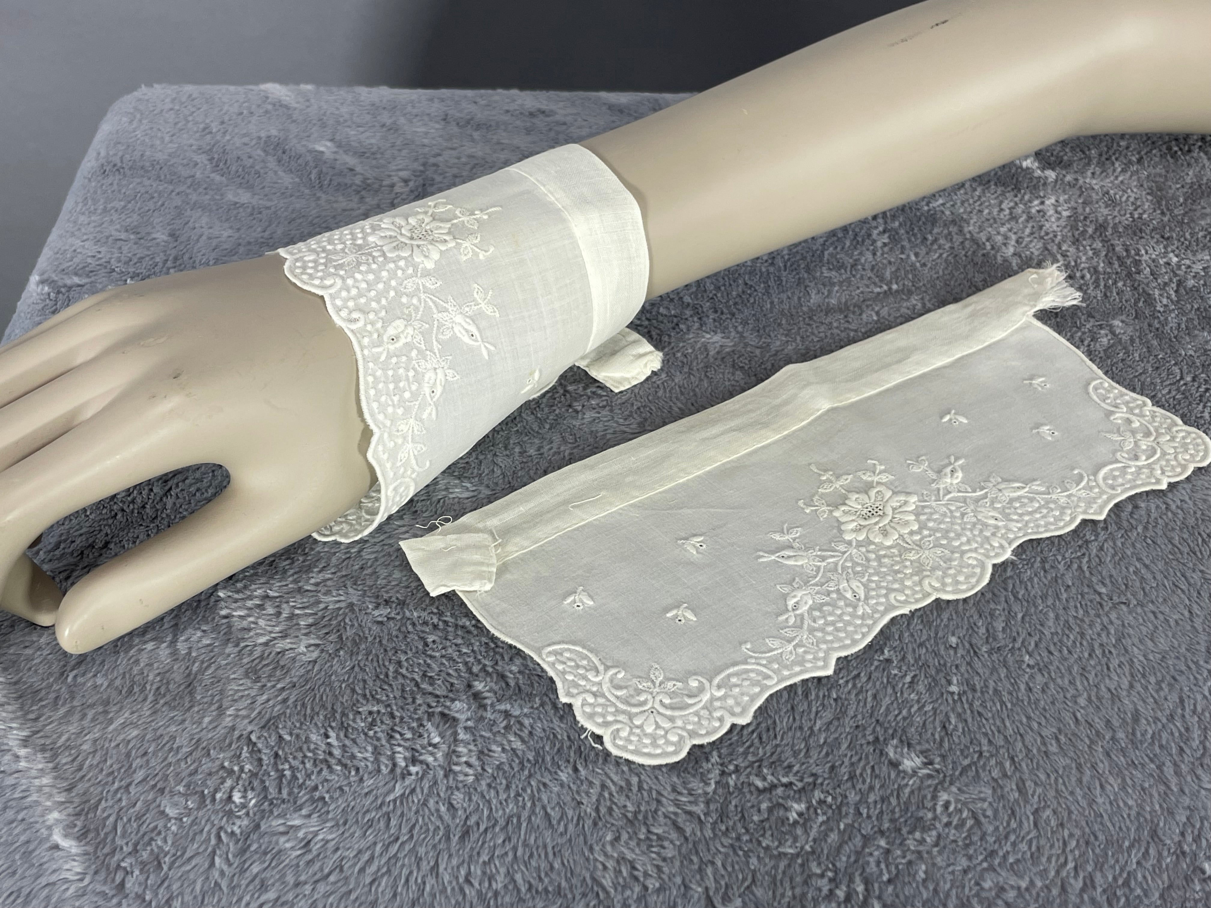 Vintage Edwardian Whitework Batiste Embroidered Detachable Cuffs | Shop ...