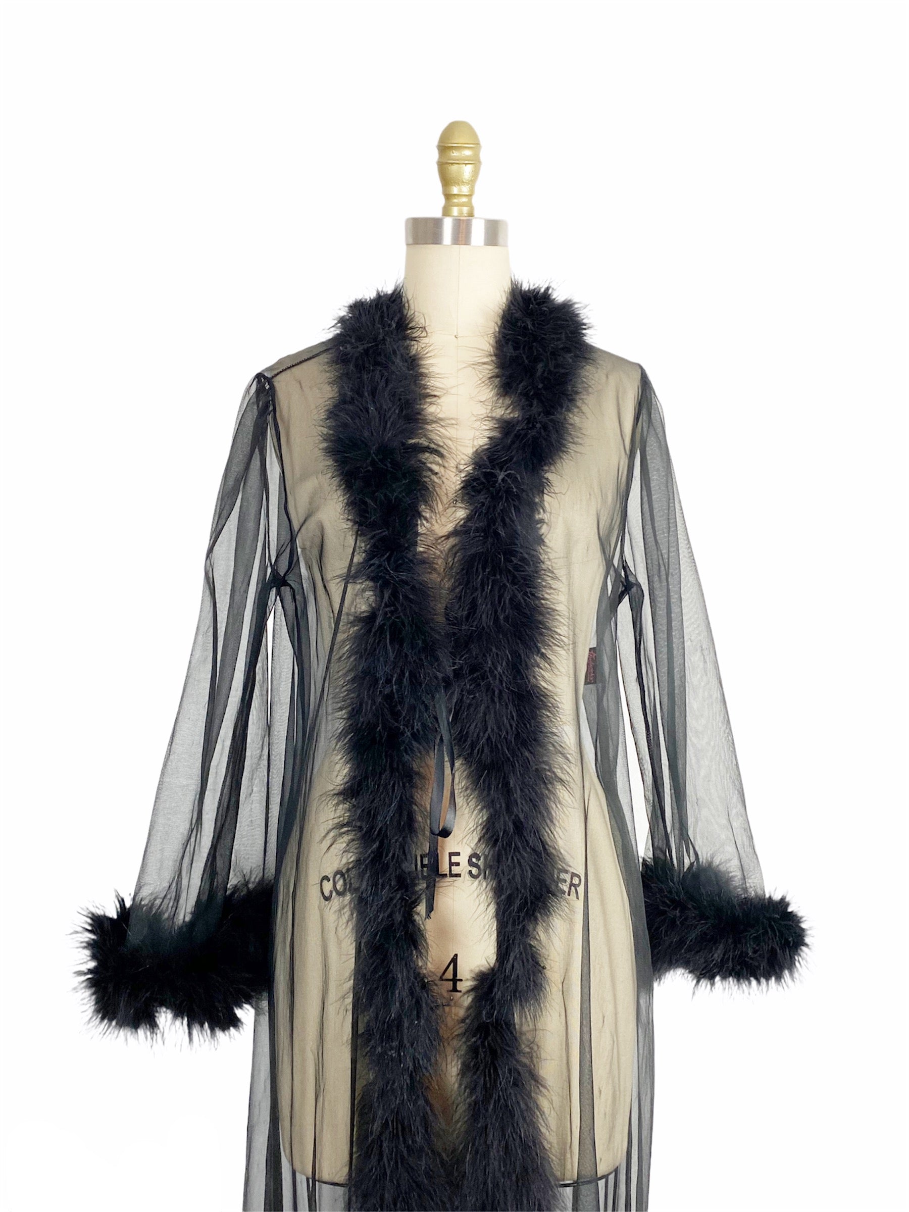 Vintage 80s/90s Black Feather Robe By Fredericks of Hollywood | Shop ...