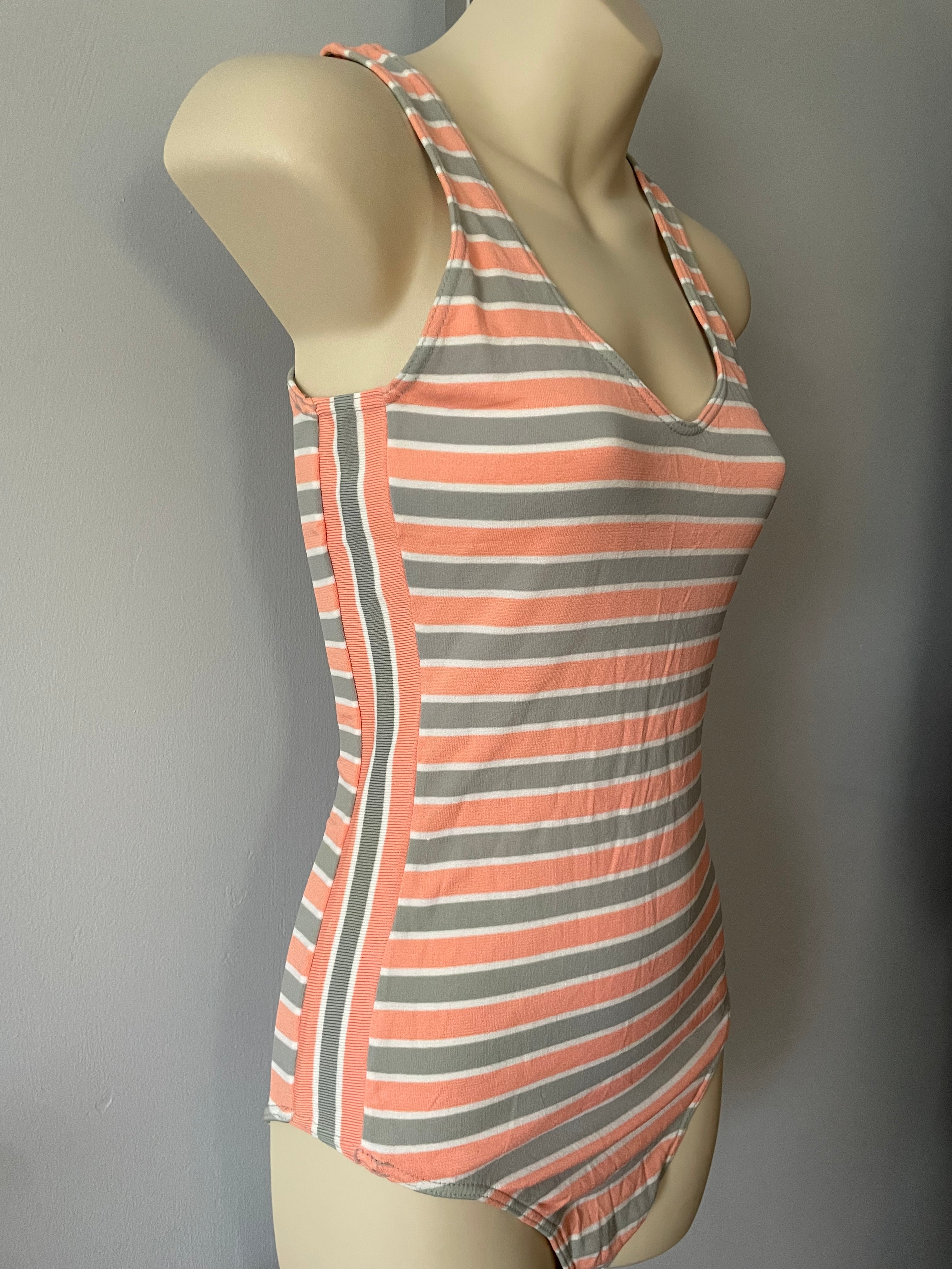 Vintage 80s Peach Striped Leotard By Playskin by Danskin | Shop THRILLING