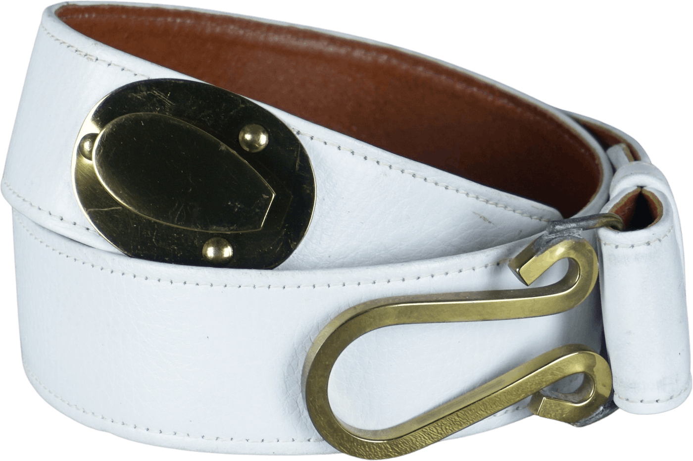 Vintage 80's White Leather Roger Van S Belt by Roger Van S | Shop THRILLING