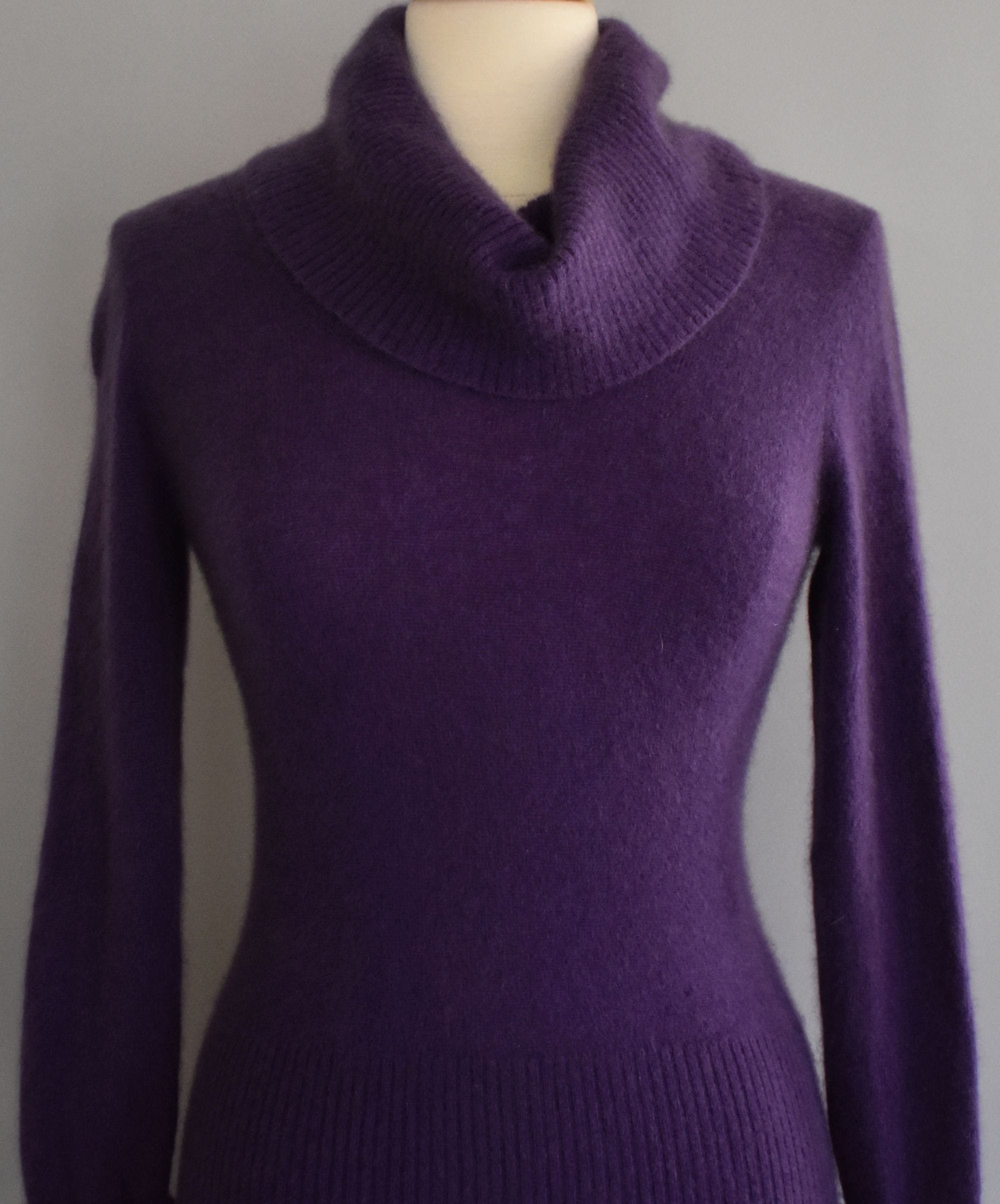 90's Purple Cashmere Cowl Neck Minimal Sweater by Vintage | Shop THRILLING