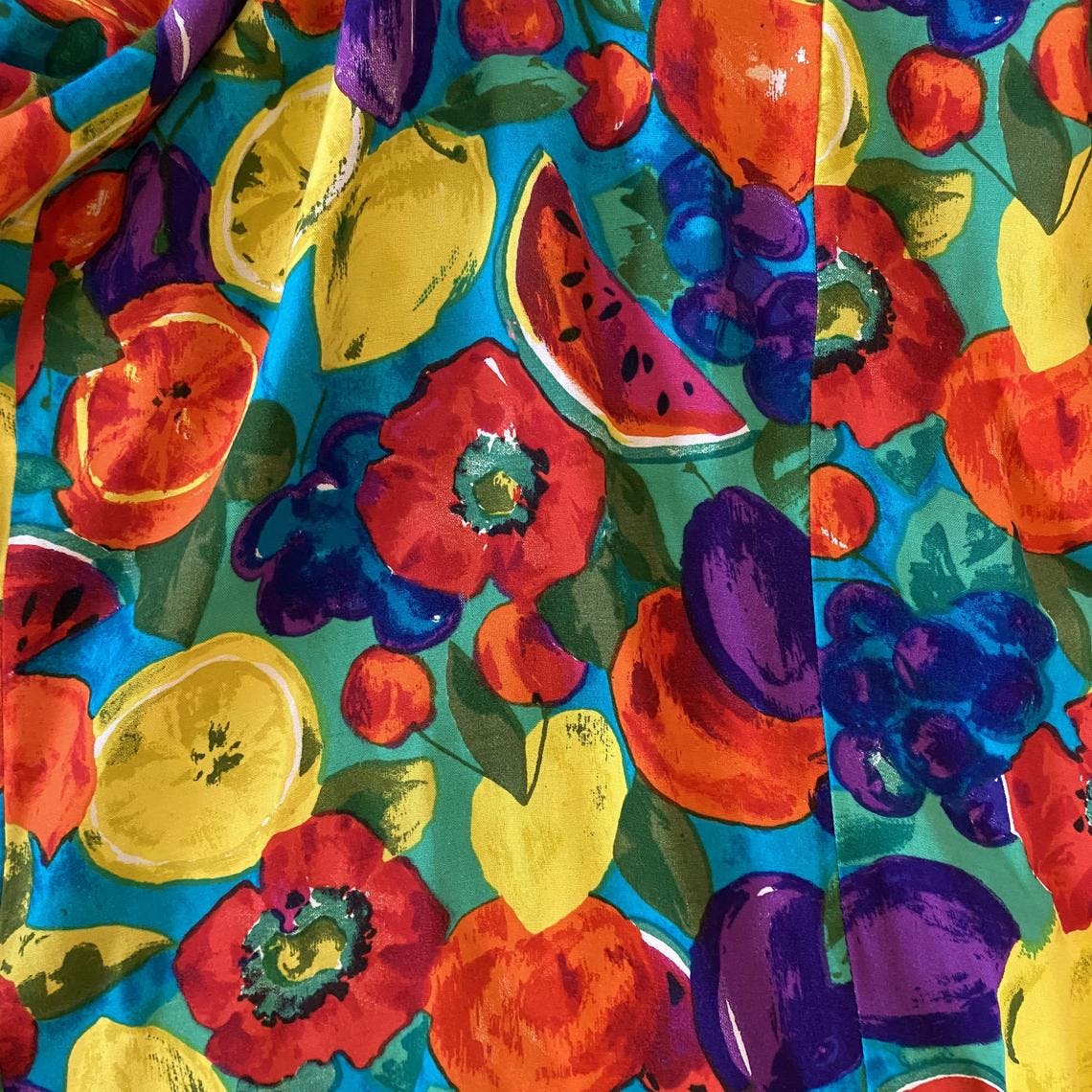 Vintage 80's Fruit Print Dress by Jessica Howard By Mitchell Rodbell ...