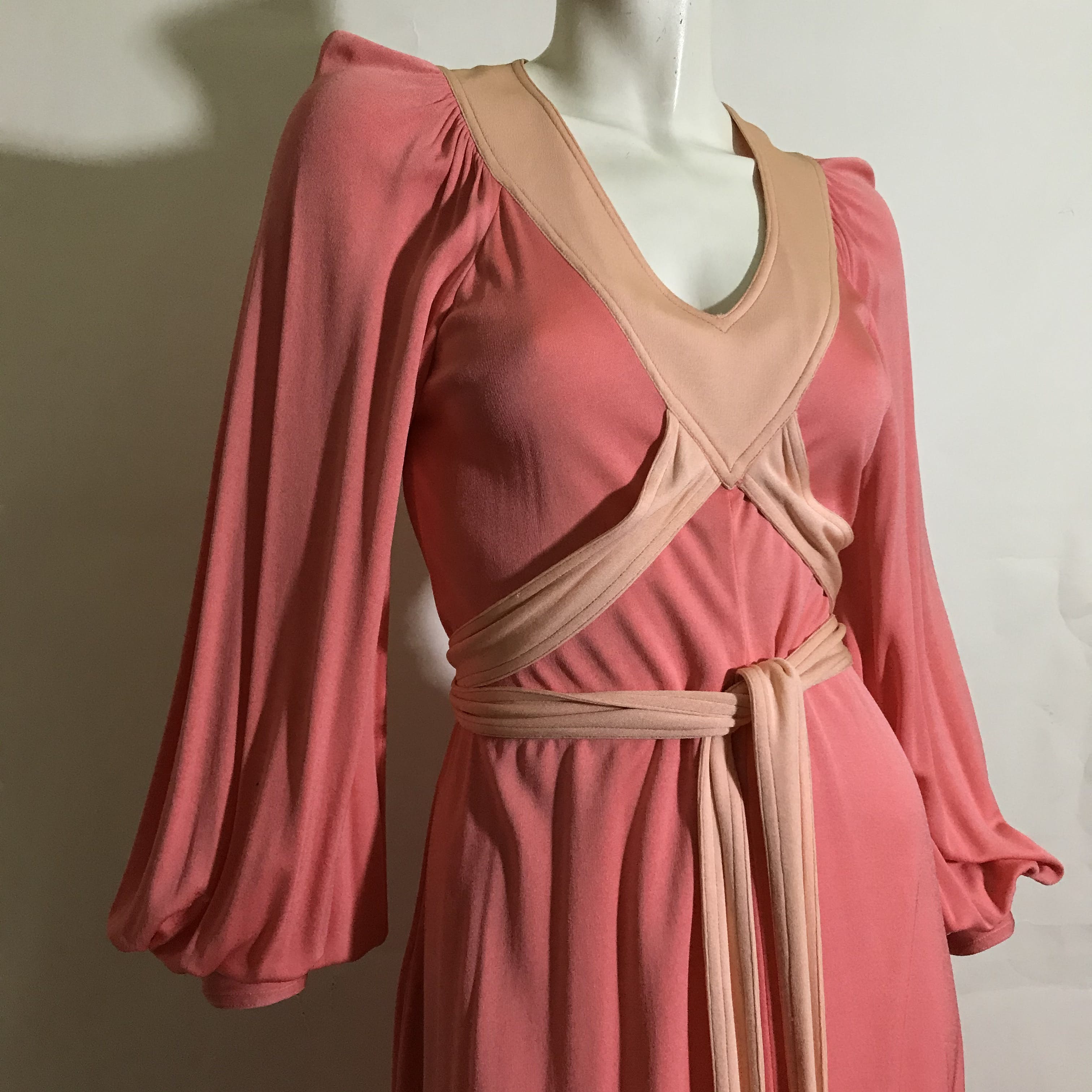 Vintage 70's Peach Matte Jersey Maxi Dress by Scott Barrie | Shop THRILLING