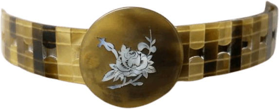 Vintage Horn Belt with Mother of Pearl Floral Inlay | Shop THRILLING