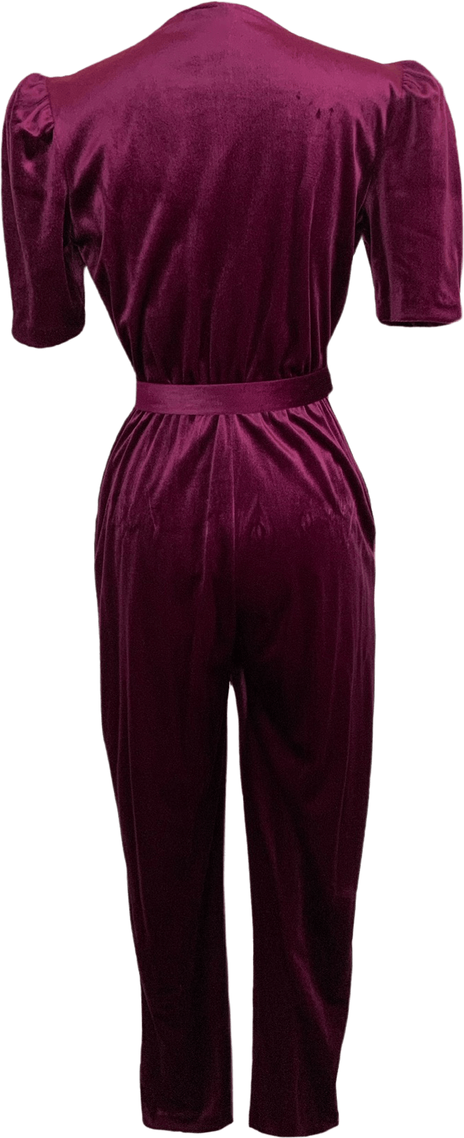 Vintage 80's Wine Belted Velvet Jumpsuit | Shop THRILLING