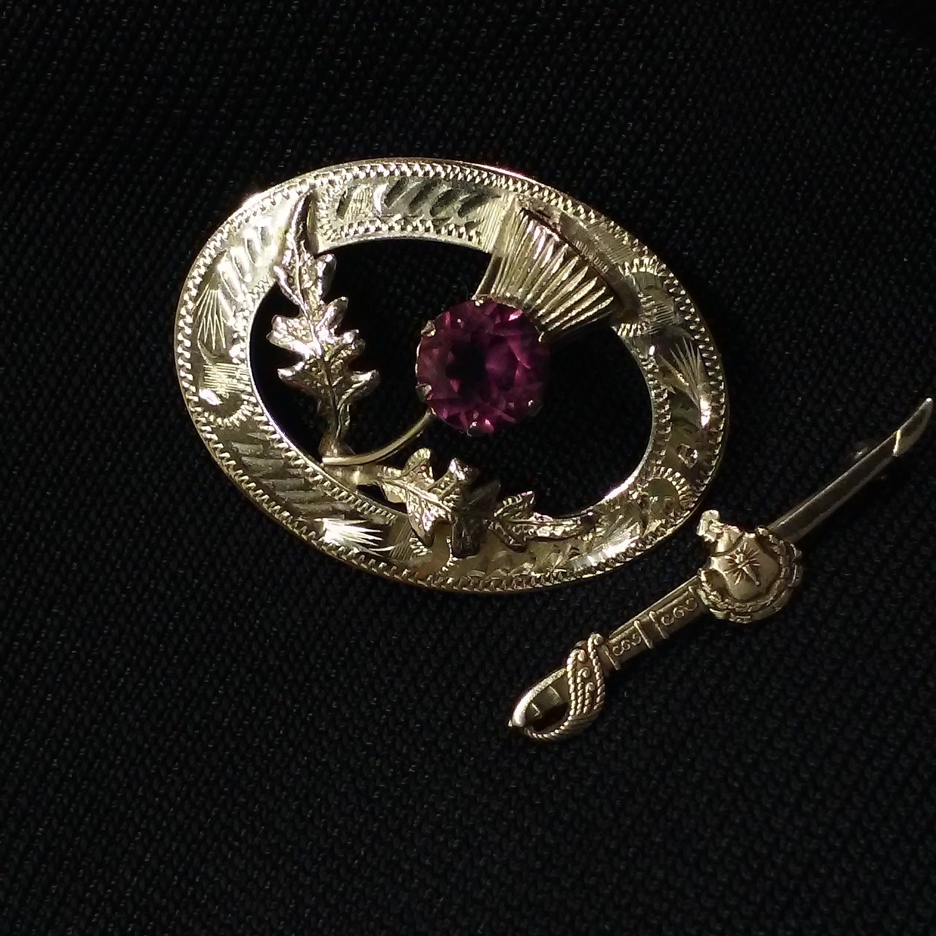Vintage 70s/80s 2-pc Set Sterling Silver Thistle Brooch Sword Pin By ...