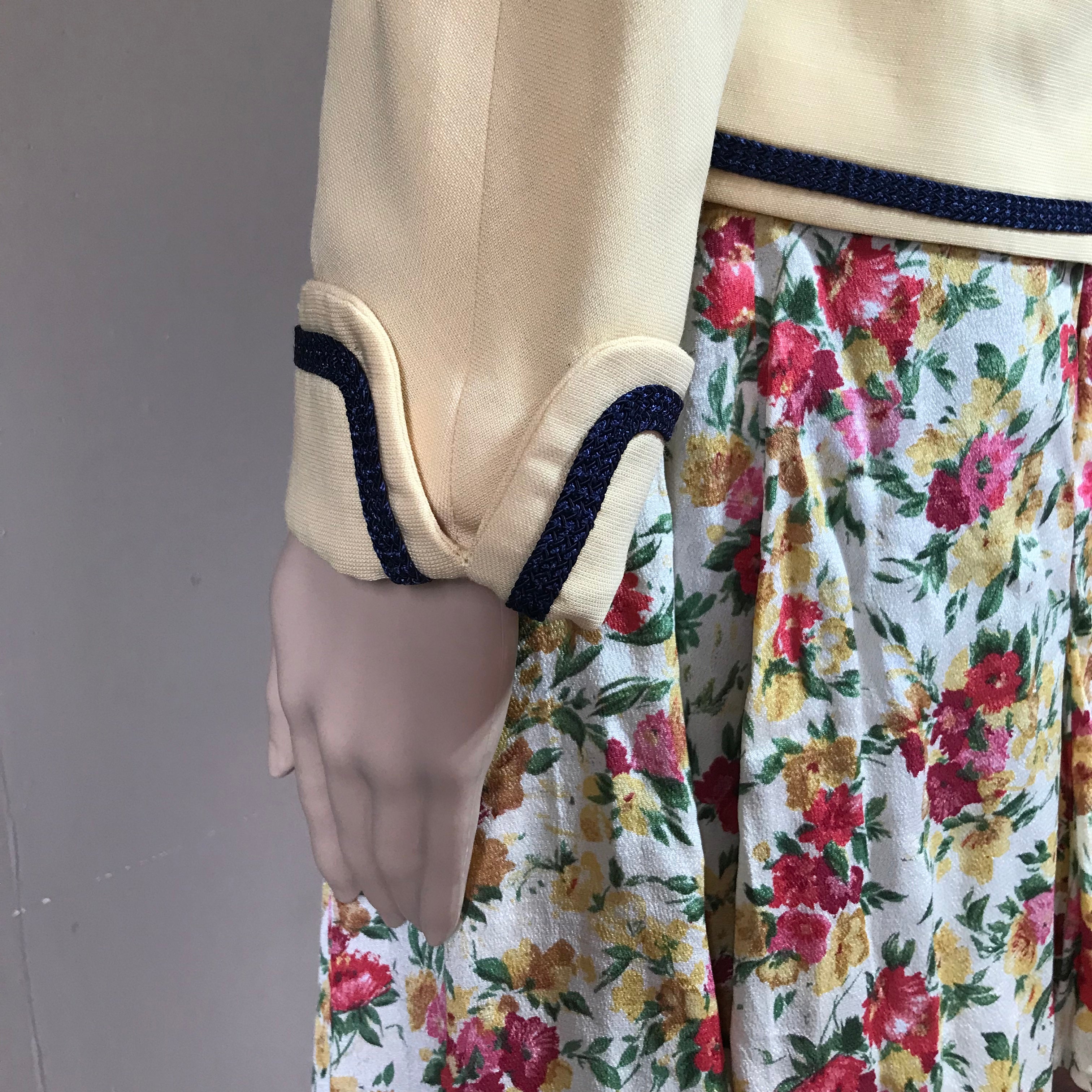 Vintage 80s Yellow Wool Blazer With Navy Asian Detail By Barrie Pace ...