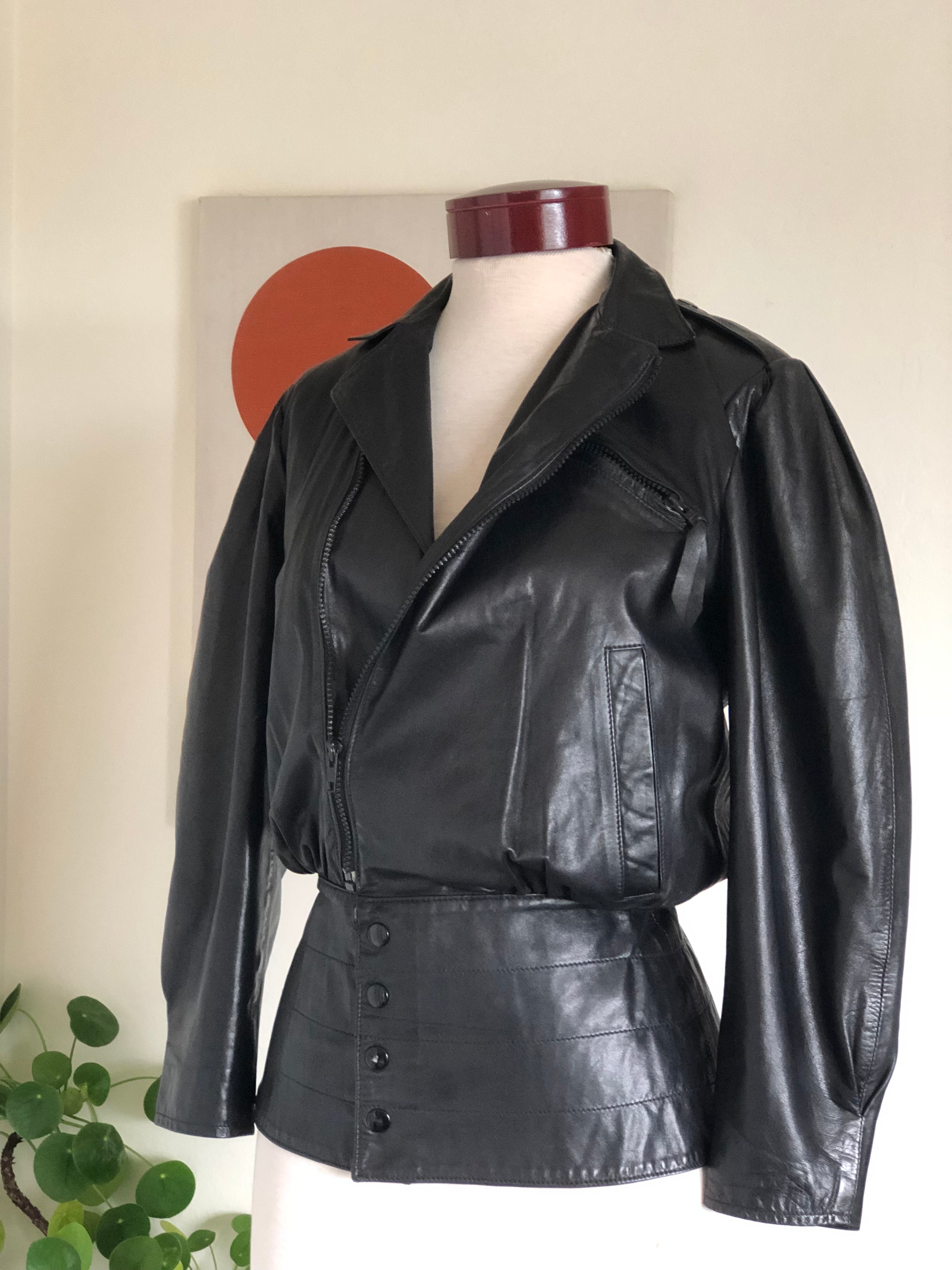 80s/90s Vintage Designer 80s Black Leather Jacket 80s S By Alicia Herr ...