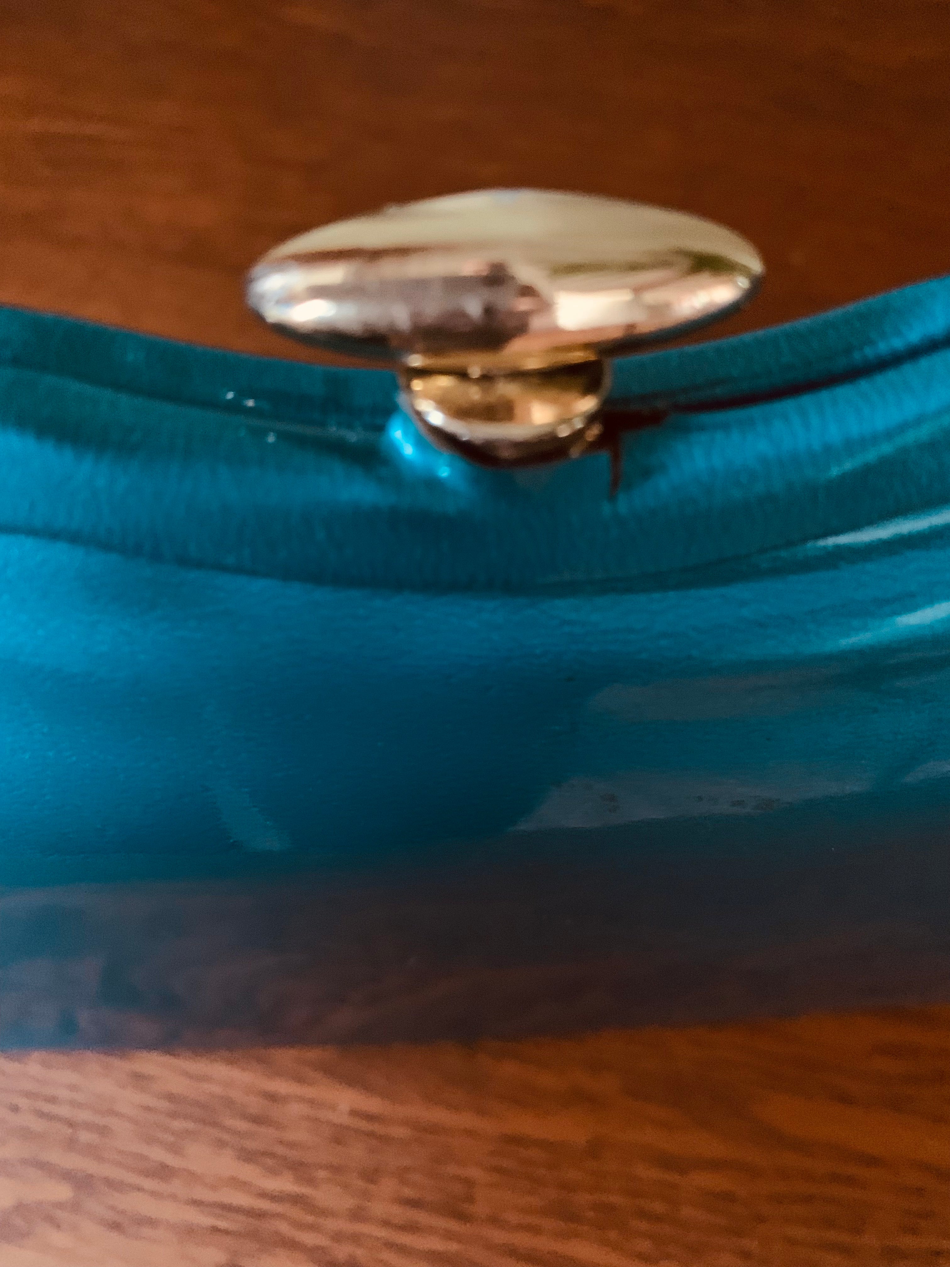Vintage 60s/70s Deep Turquoise Blue Patent Leather Oversize Clutch ...