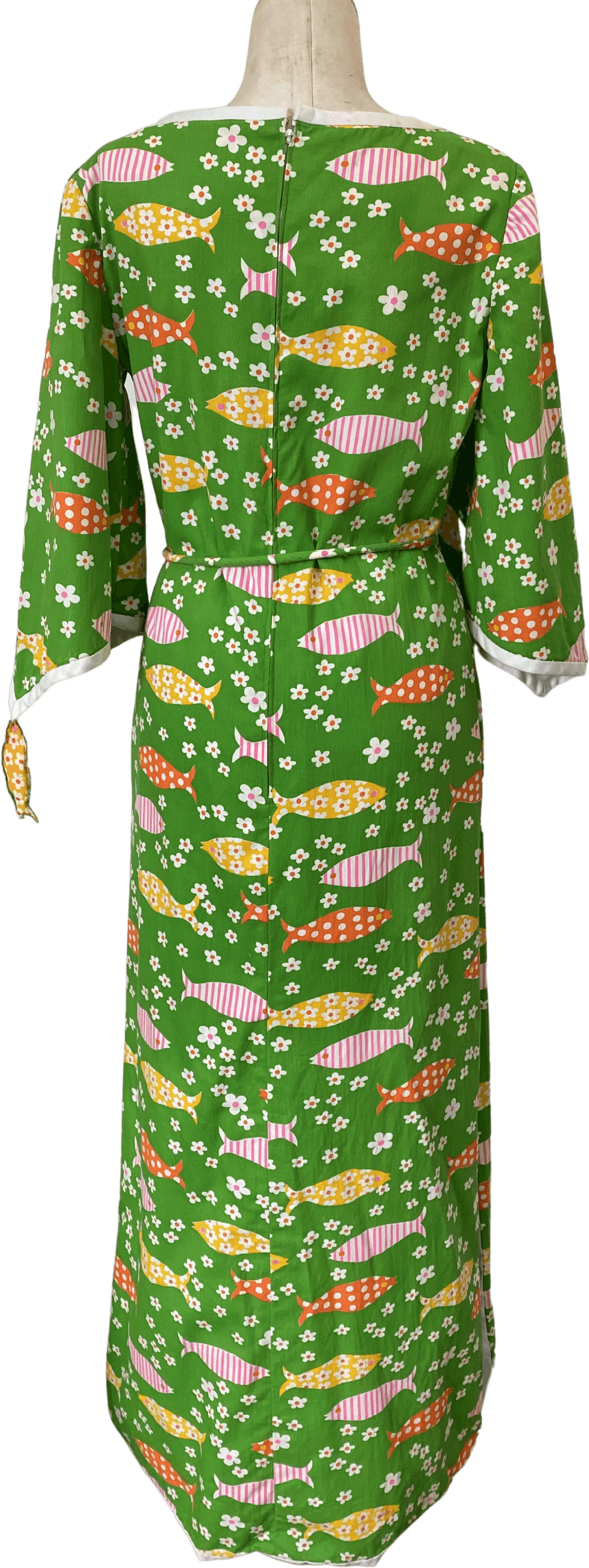 Vintage 70's Green Fish and Flower Print Gown | Shop THRILLING
