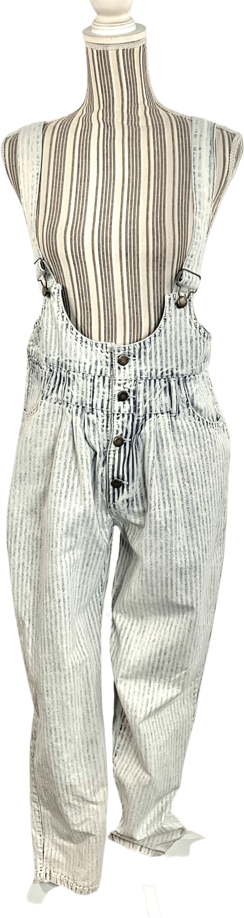 Vintage Striped Acid Wash Denim Overalls by Power | Shop THRILLING