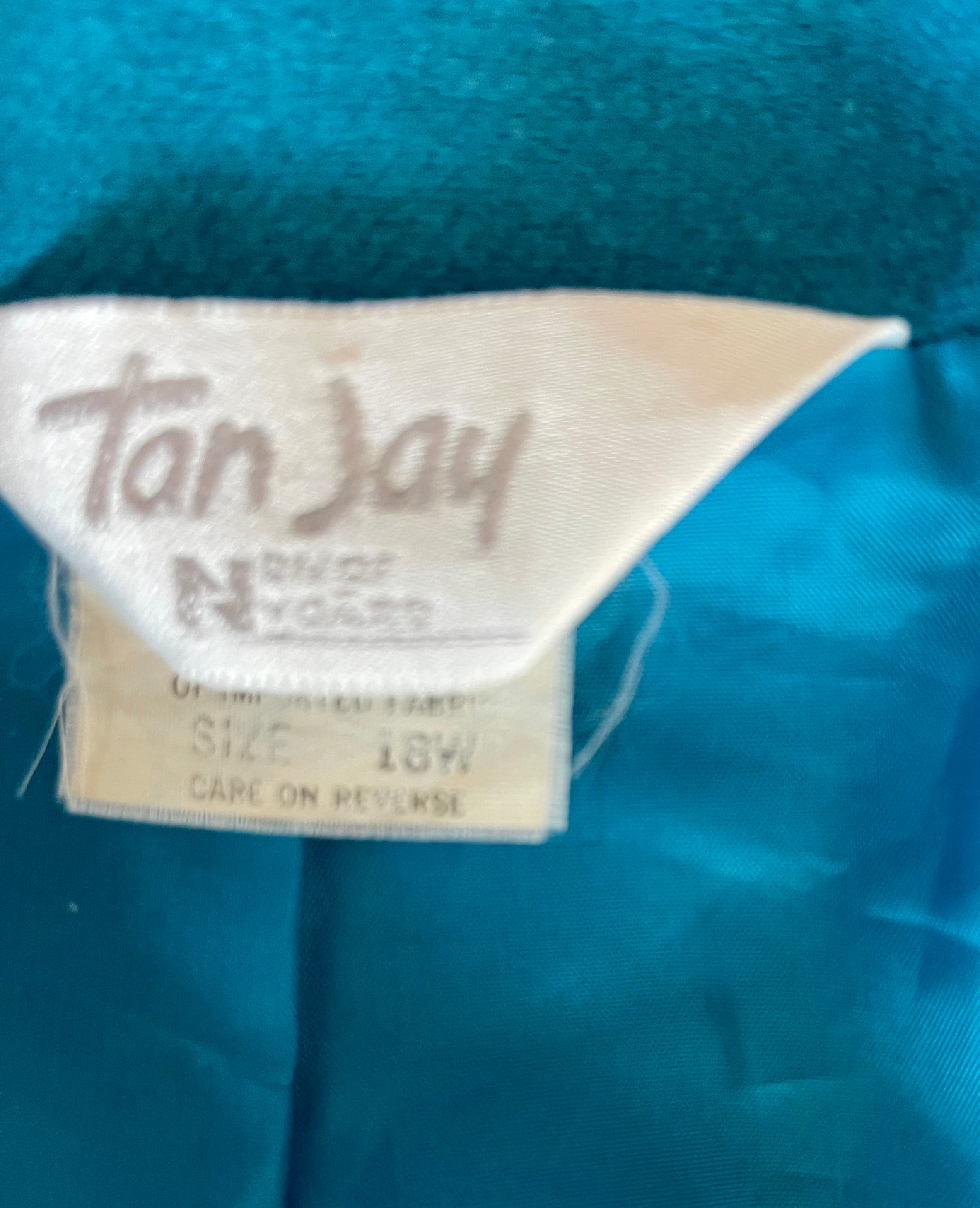 Vintage 80s Tan Jay Turquoise Blue Wool Blend Blazer Size 18 By Tan Jay ...