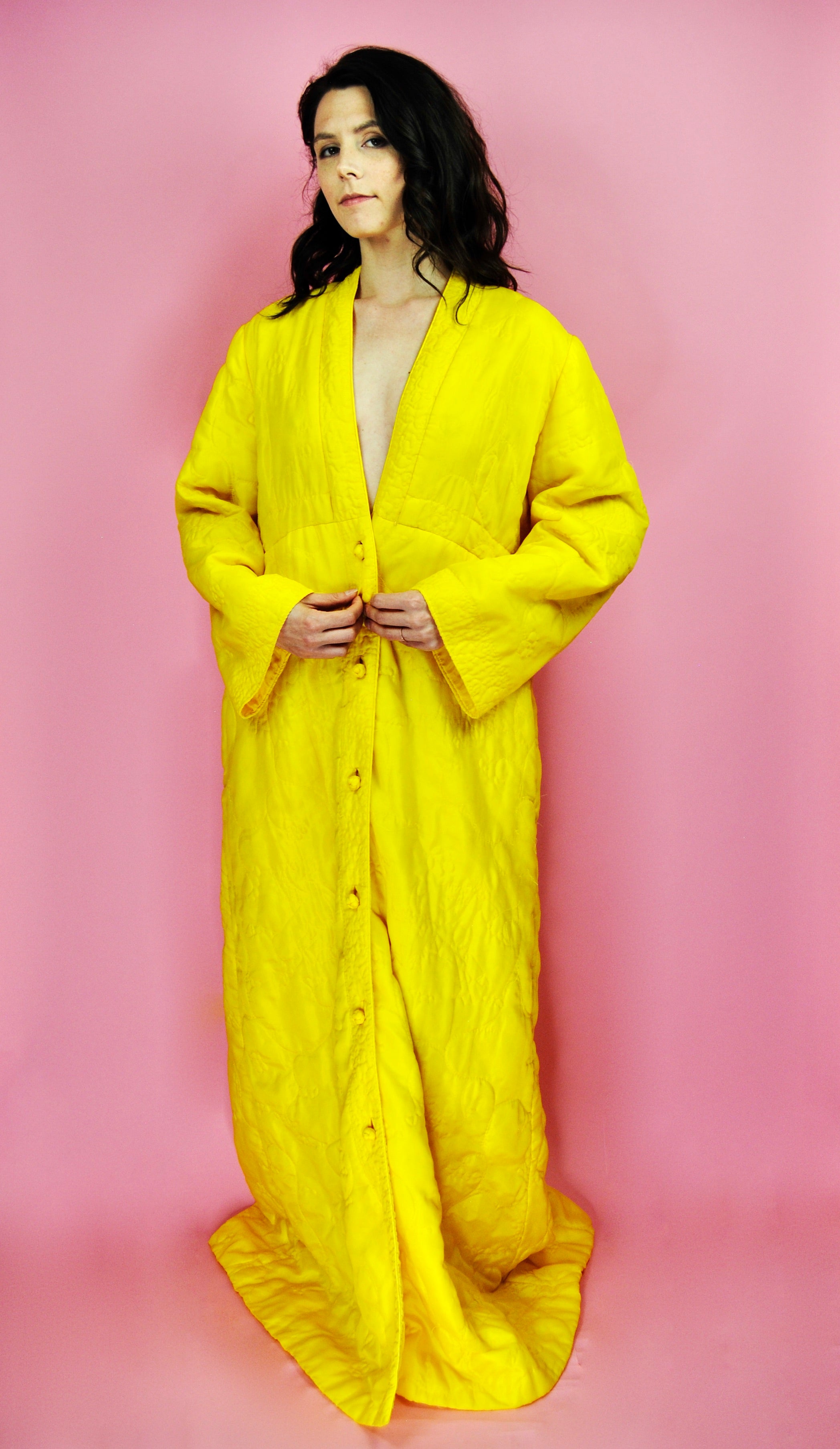 Vintage 60s/70s Bright Yellow Quilted Robe | Shop THRILLING